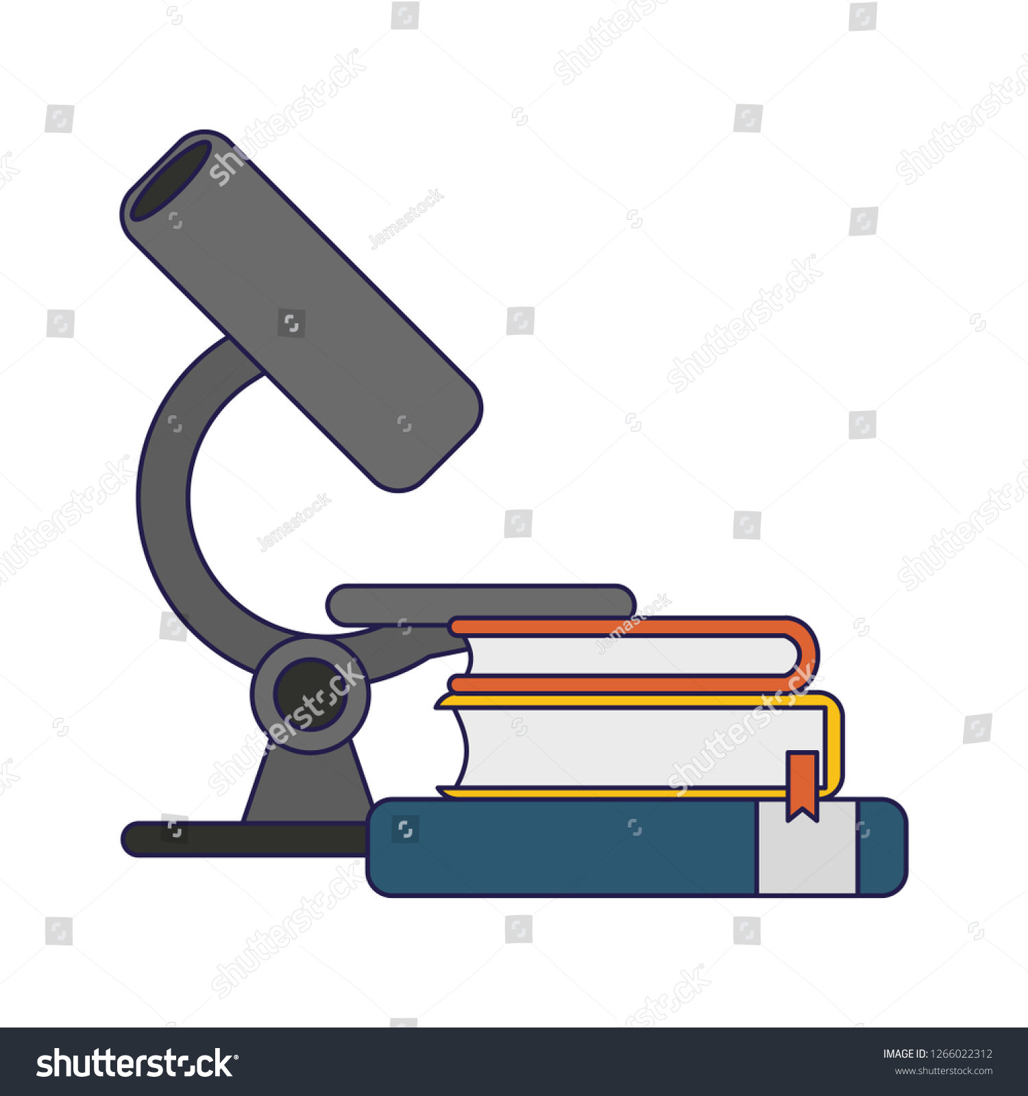 Microscope Books Stock Vector (Royalty Free) 1266022312