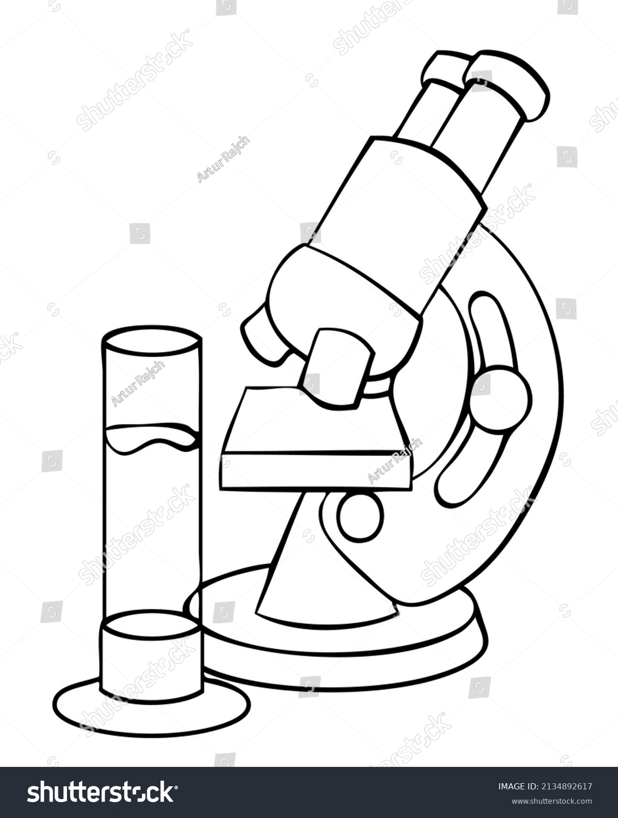 Microscope Element Coloring Page Cartoon Style Stock Vector (Royalty ...