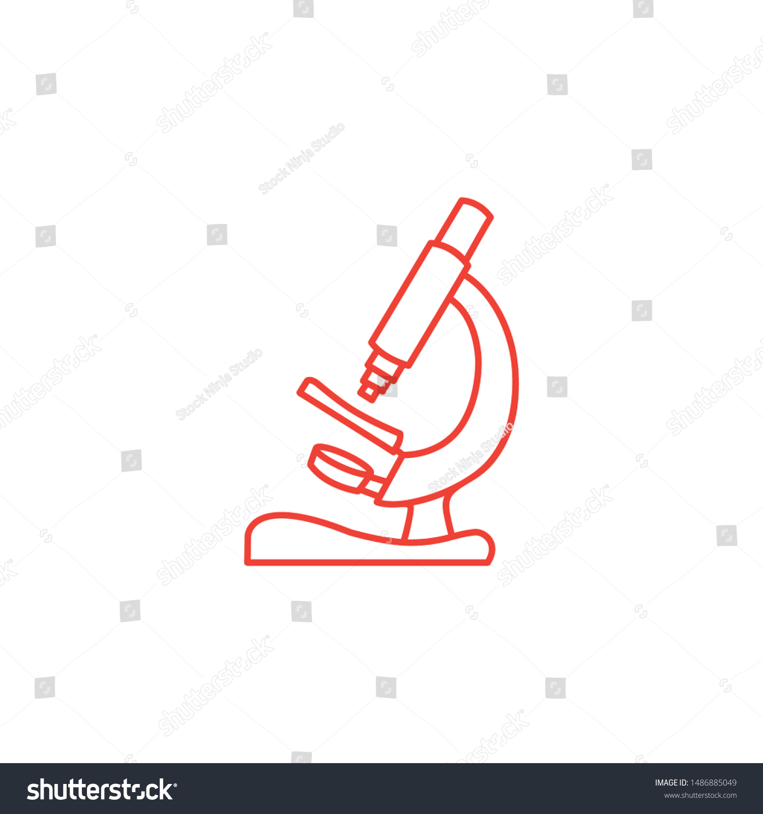 Microscope Line Red Icon On White Stock Vector (Royalty Free ...