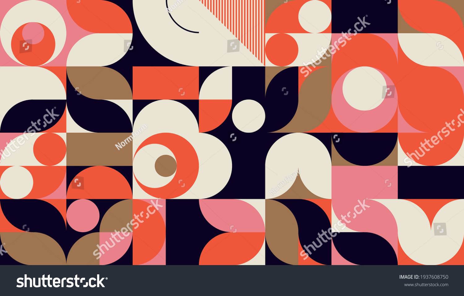 Midcentury Geometric Abstract Pattern Simple Shapes Stock Vector ...