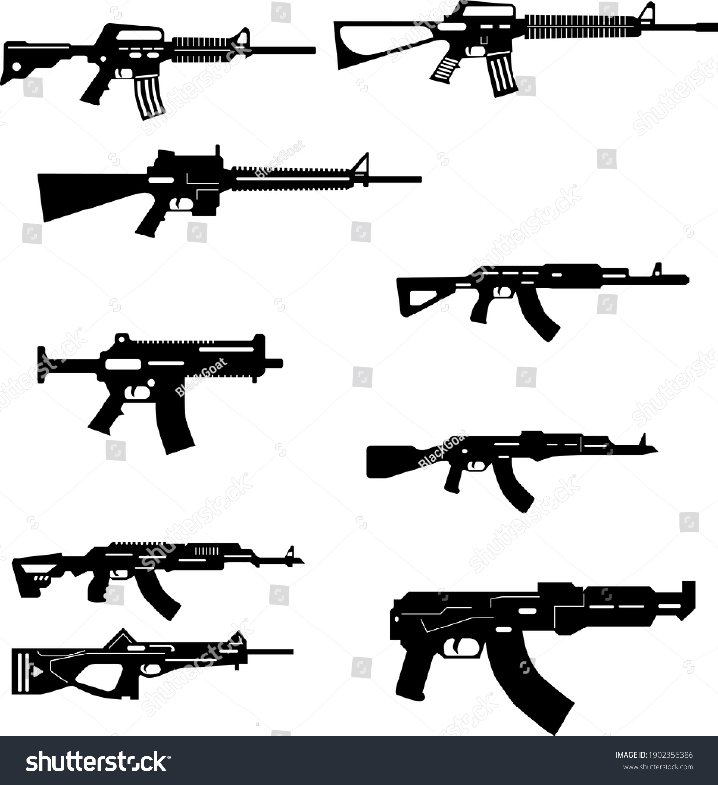 Midrange Weapons Icon Set Vector 9 Stock Vector (Royalty Free ...