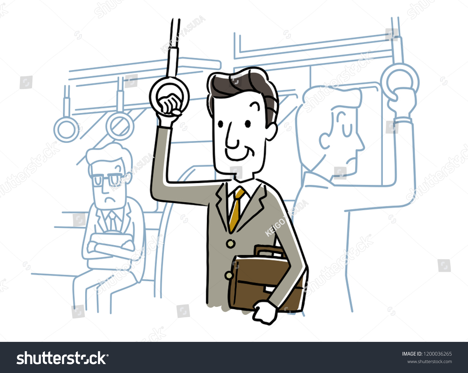 Middleaged Men Commuting By Train Stock Vector (Royalty Free ...