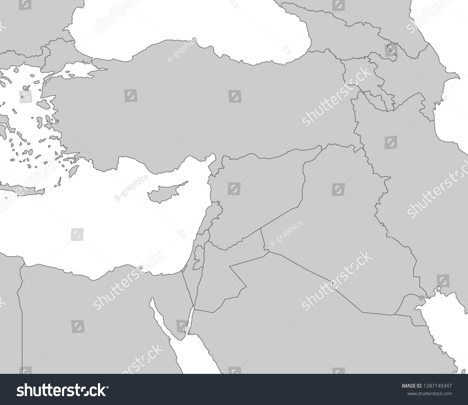 Middle East Orient Map Stock Vector (Royalty Free) 1287149347