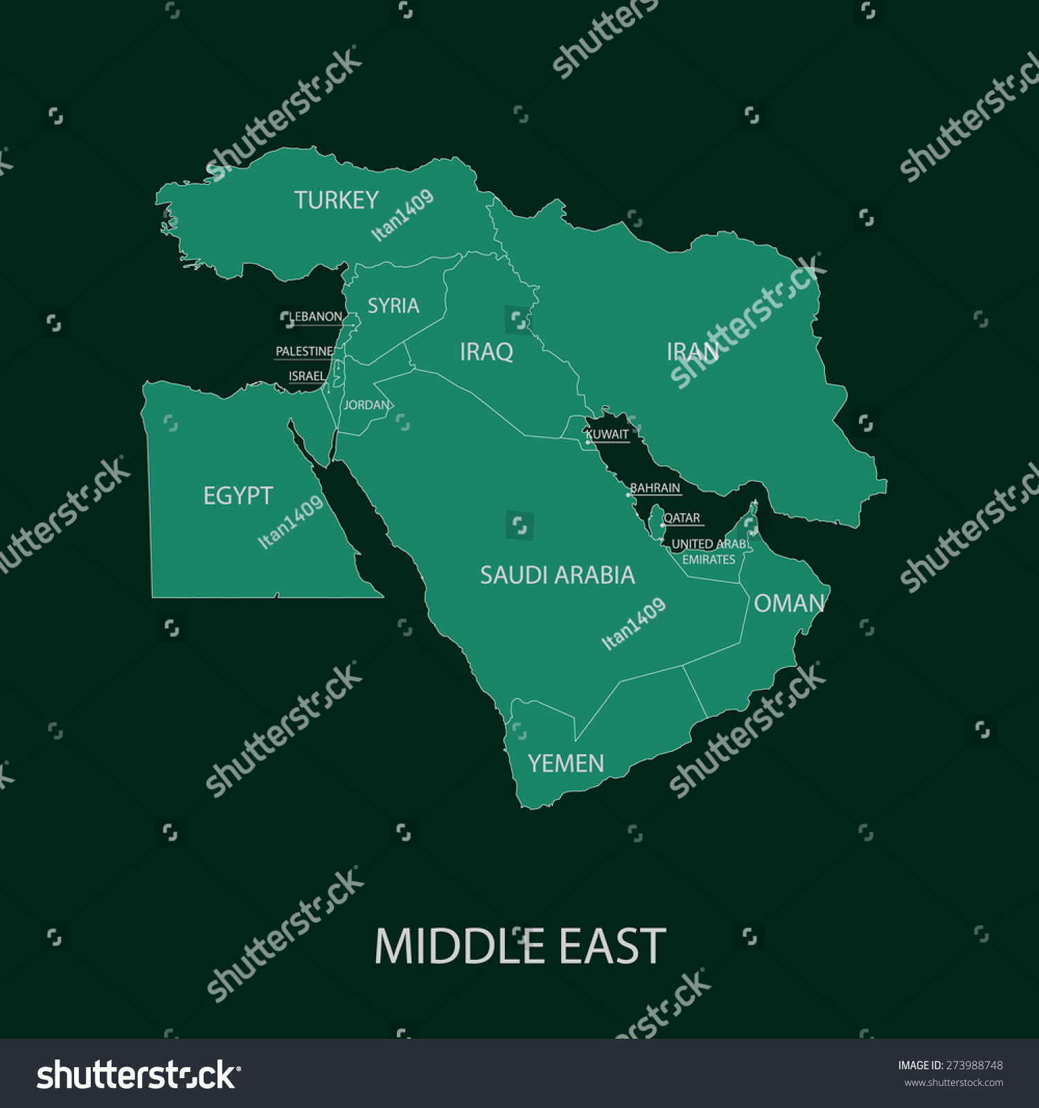 Middle East Map Stock Vector (Royalty Free) 273988748 - Shutterstock
