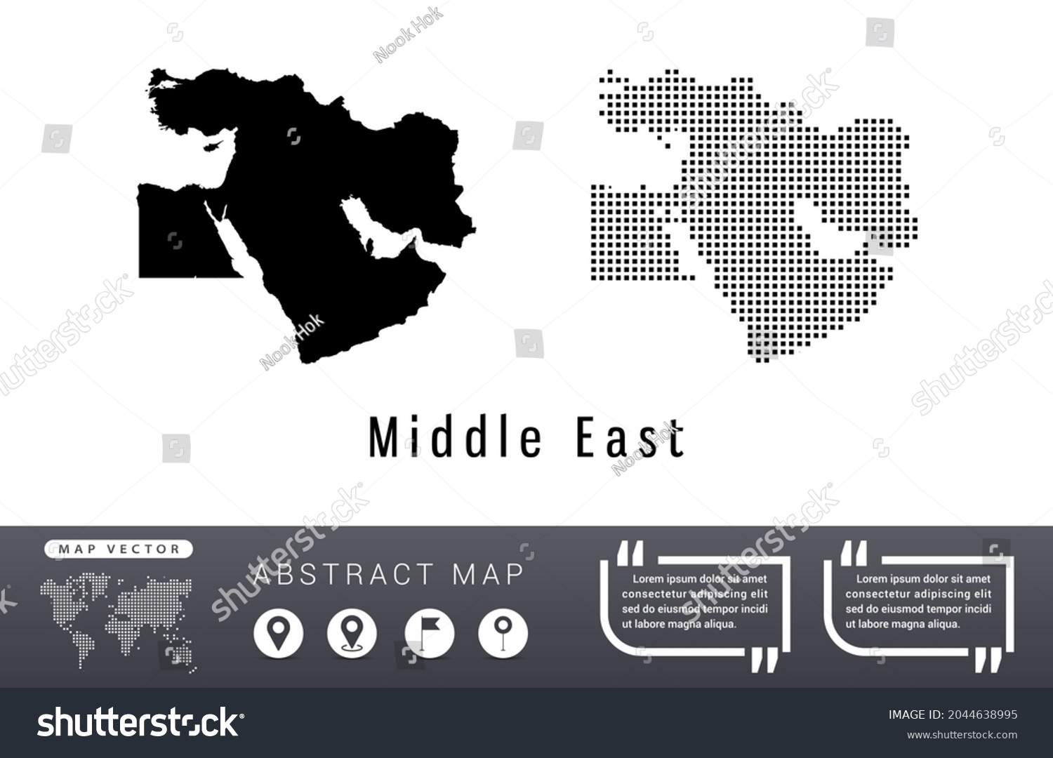 Middle East Map Vector Set Halftone Stock Vector (Royalty Free ...