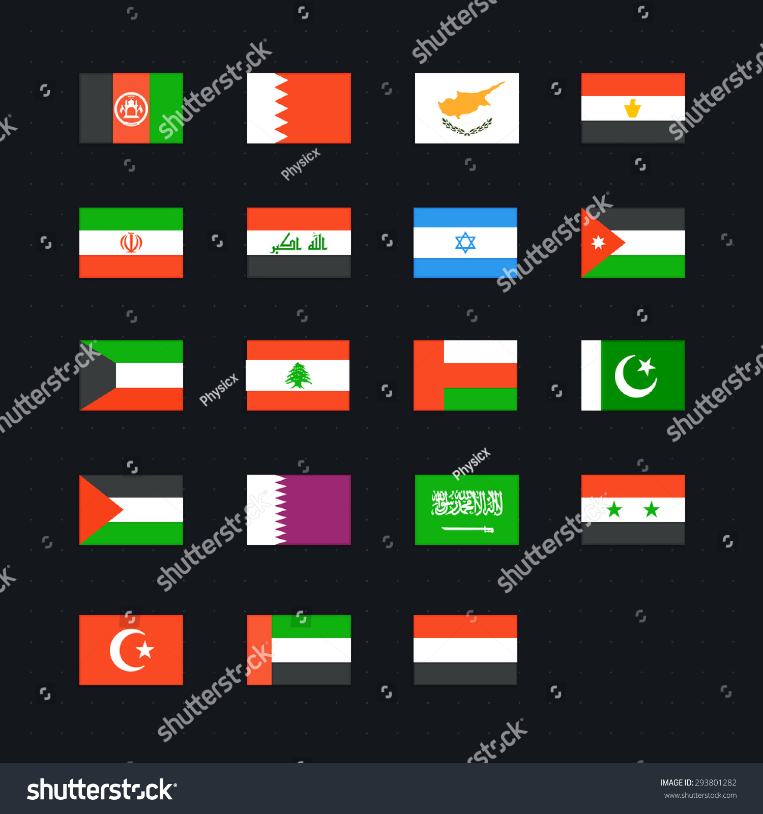 Middle Eastern Country Flag Vector Icons Stock Vector (Royalty Free ...