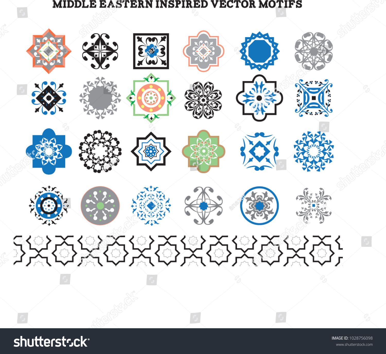 Middle Eastern Vector Motifs Stock Vector (Royalty Free) 1028756098 ...