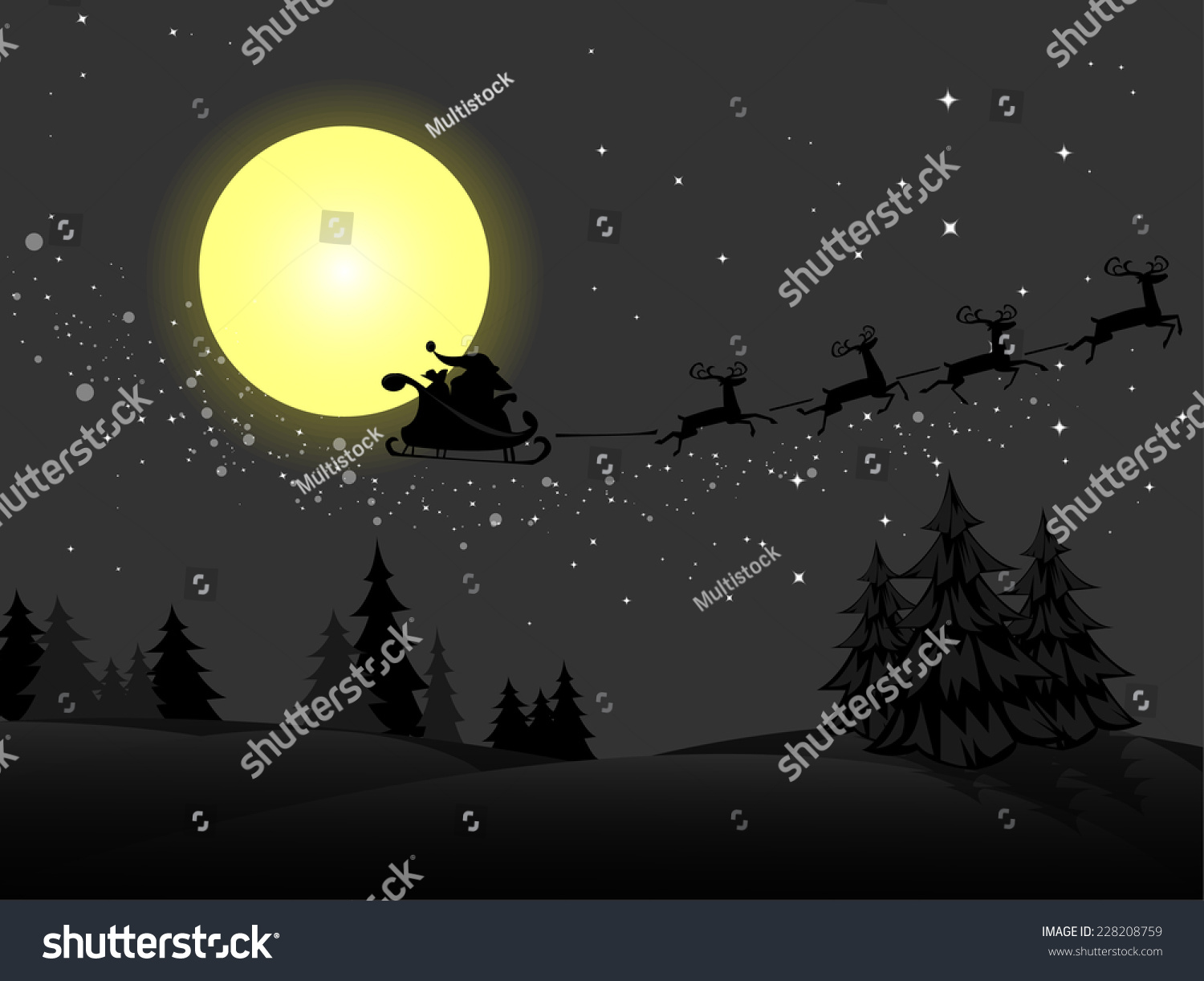 Midnight Christmas Stock Vector (Royalty Free) 228208759