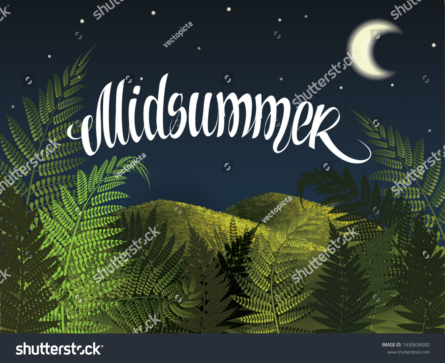 Midsummer Lettering Midsummer Holiday Background Concept Stock Vector ...
