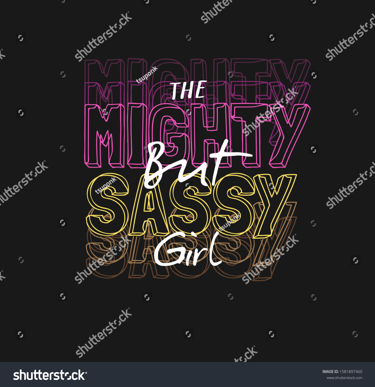 Mighty Sassy Girl Graphic Slogan On Stock Vector Royalty Free 1581897460 Shutterstock