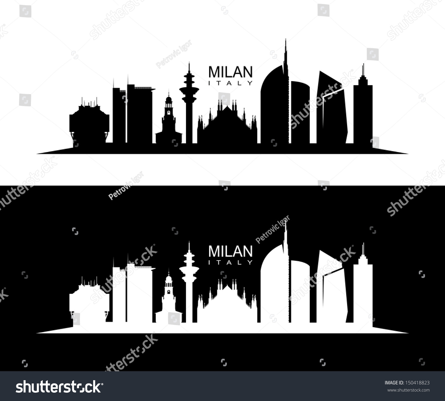 Milano skyline - illustrazione vettoriale: immagine vettoriale stock ...