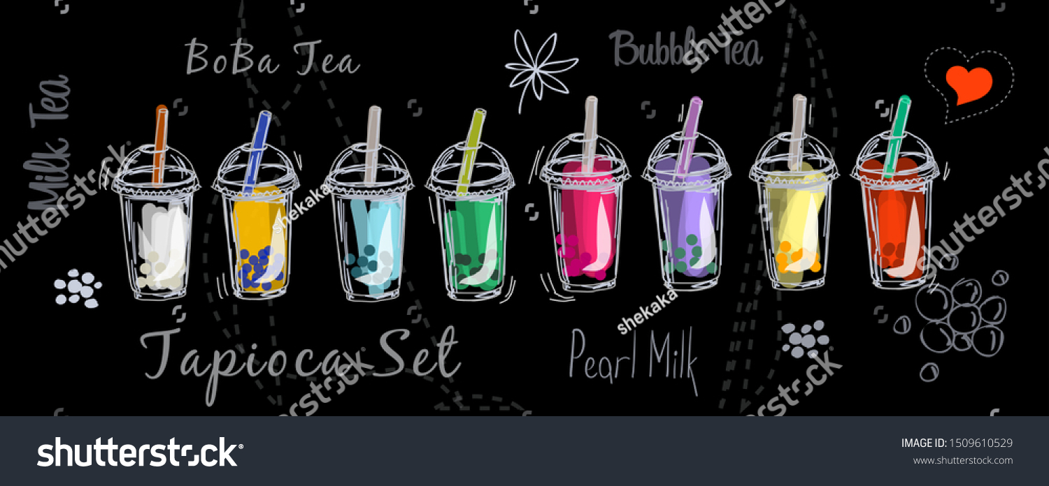 Milk Bubble Tea Drink Set Vector Stock Vector (Royalty Free) 1509610529 | Shutterstock