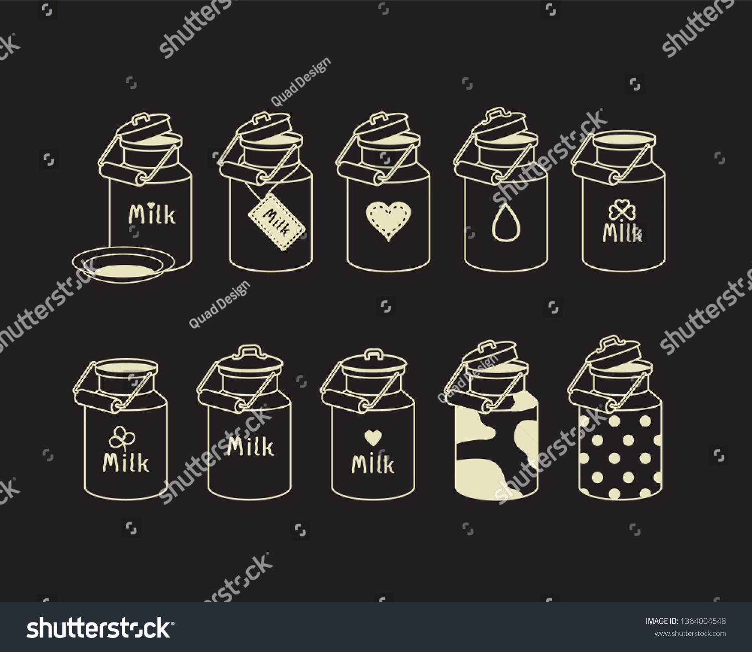 Milk Can Icon Set Vector Image Stock Vector (Royalty Free) 1364004548 ...