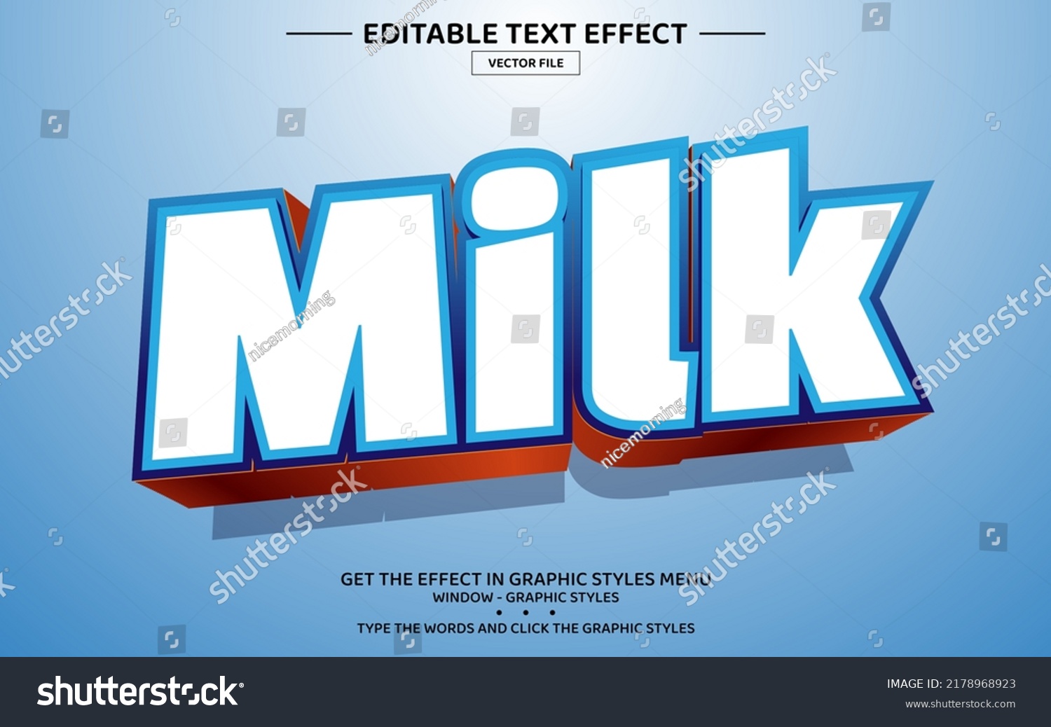 Milk 3d Editable Text Effect Template Stock Vector (Royalty Free ...