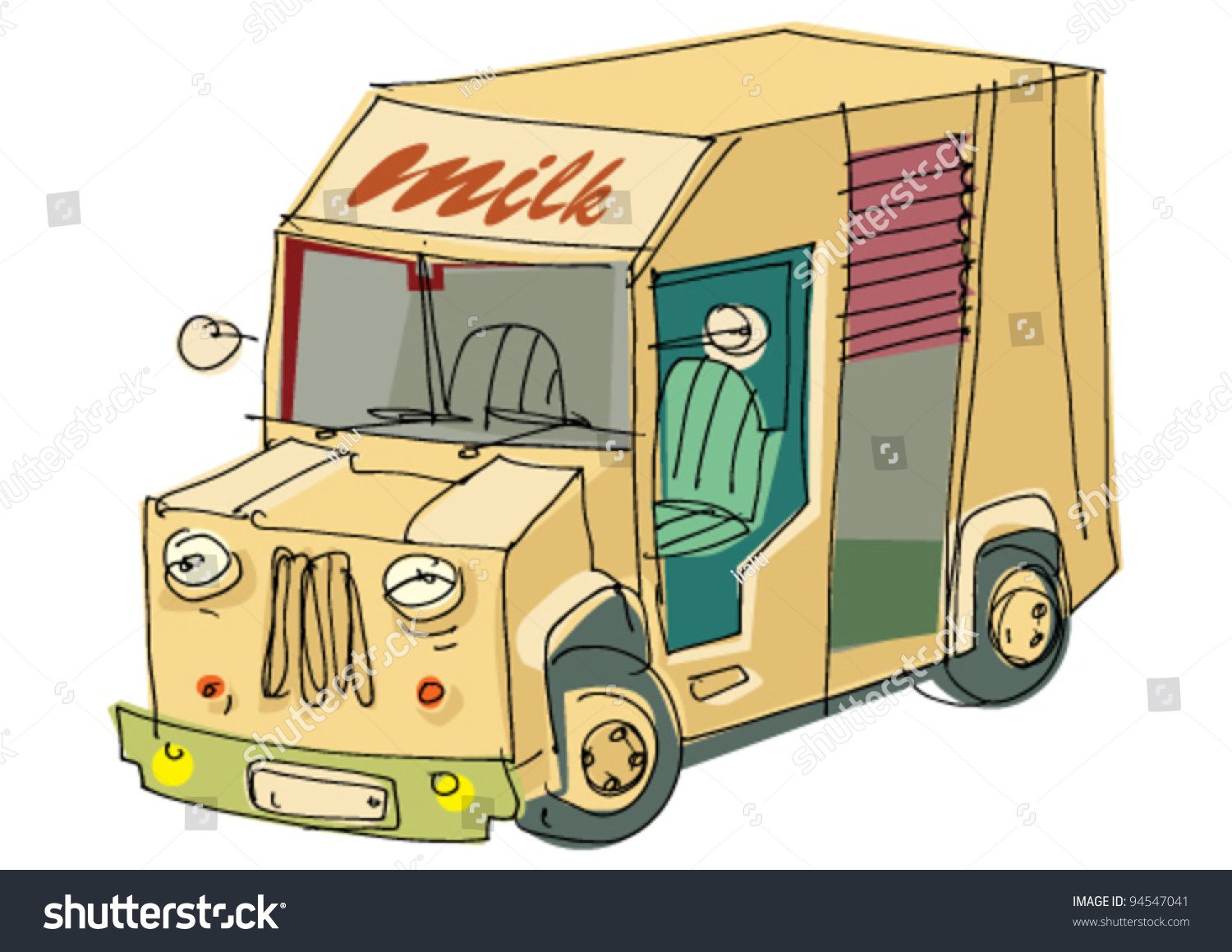 Milk Delivery Car Cartoon: vetor stock (livre de direitos) 94547041 ...