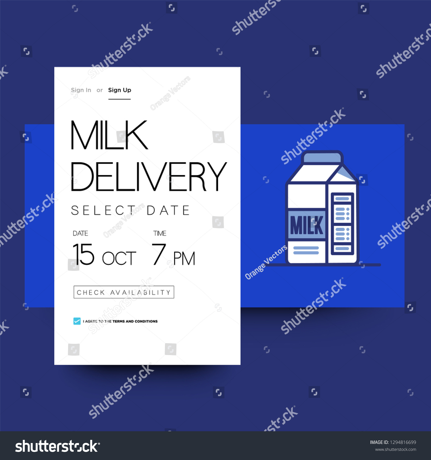 Milk Delivery Grocery App Interface Design Stock Vector (Royalty Free ...