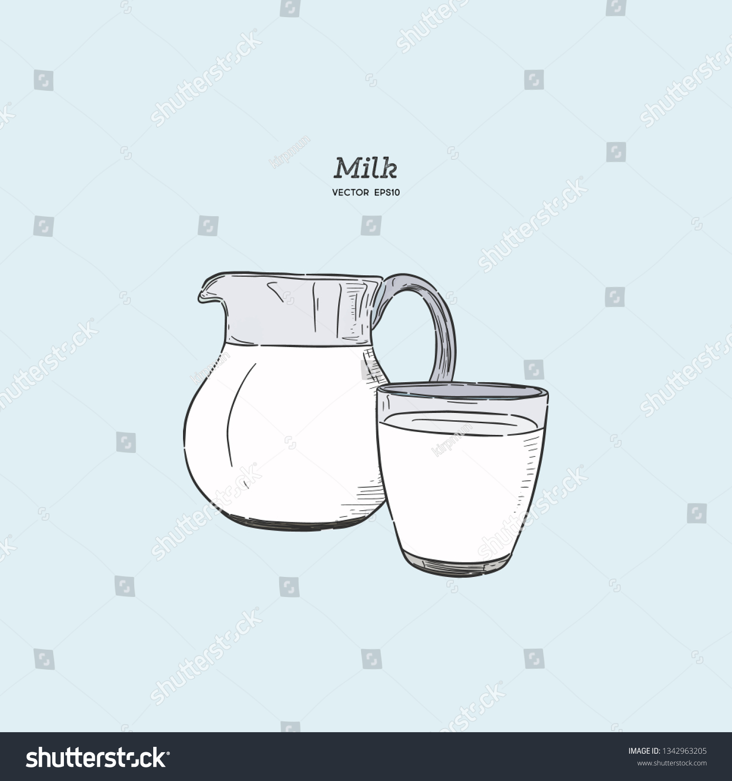 Milk Hand Draw Sketch Vector Stock Vector (Royalty Free) 1342963205 ...