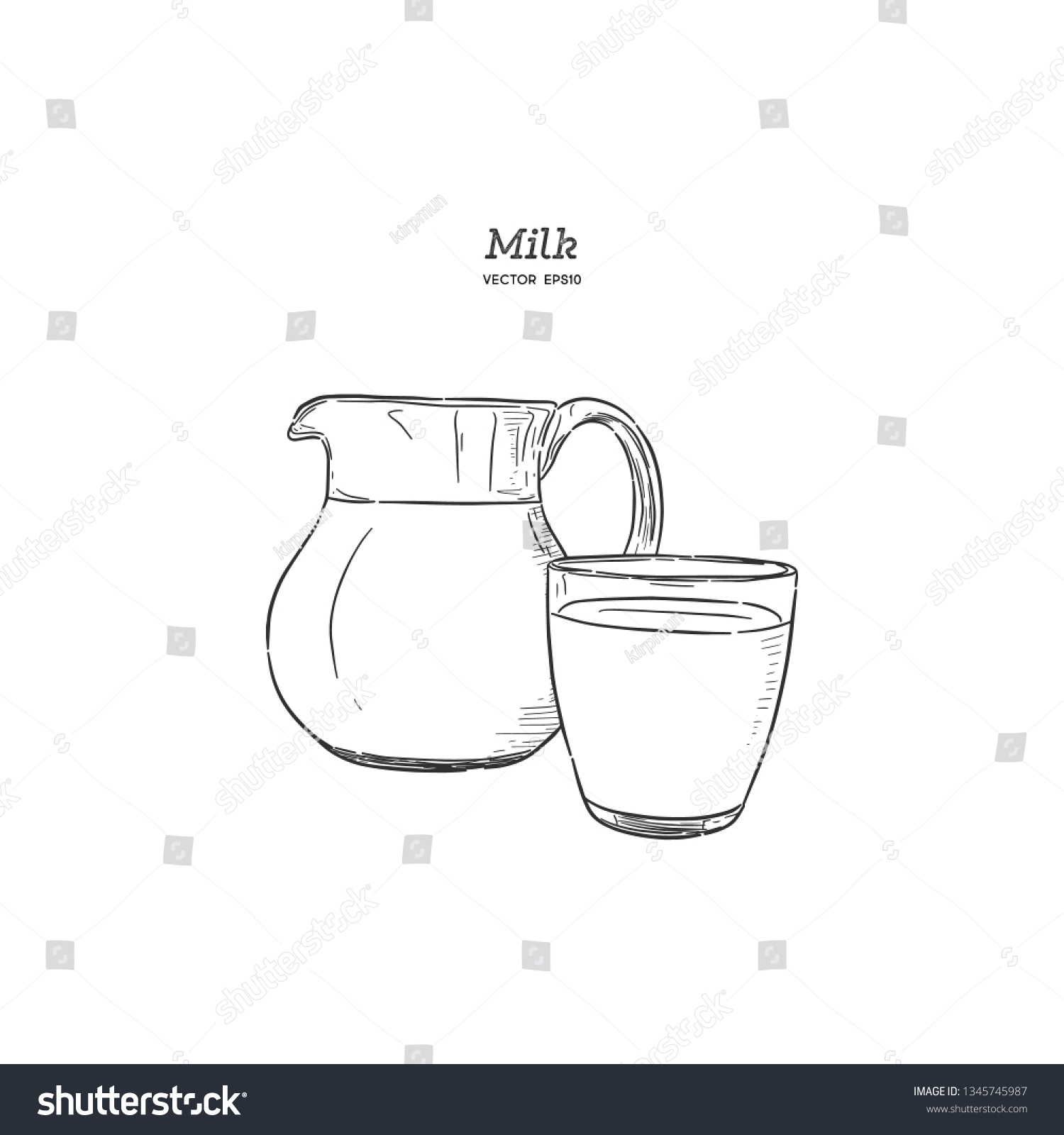 Milk Hand Drawn Sketch Vector Stock Vector (Royalty Free) 1345745987
