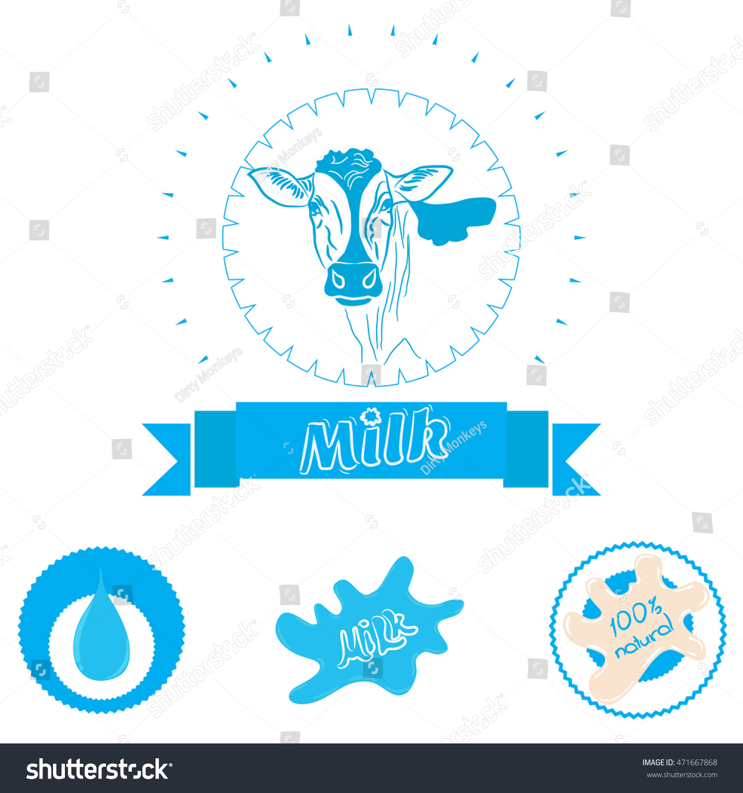 Milk Labels Vector Set Stock Vector (Royalty Free) 471667868
