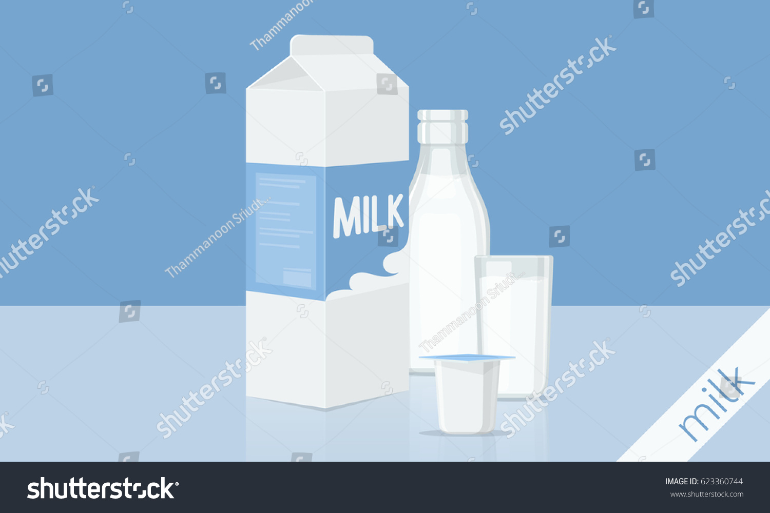 Milk Products Vector Illustration Stock Vector (Royalty Free) 623360744