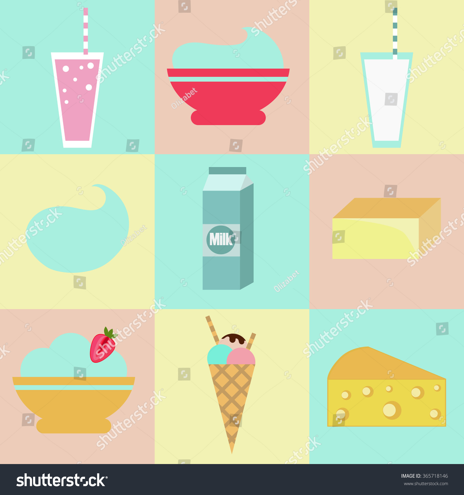 Milk Products Vector Set Stock Vector (Royalty Free) 365718146 ...
