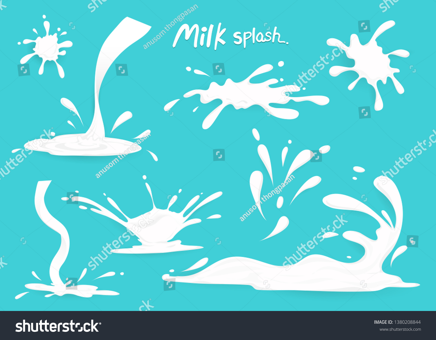 Milk Splash Collection Vector: เวกเตอร์สต็อก (ปลอดค่าลิขสิทธิ์) 1380208844