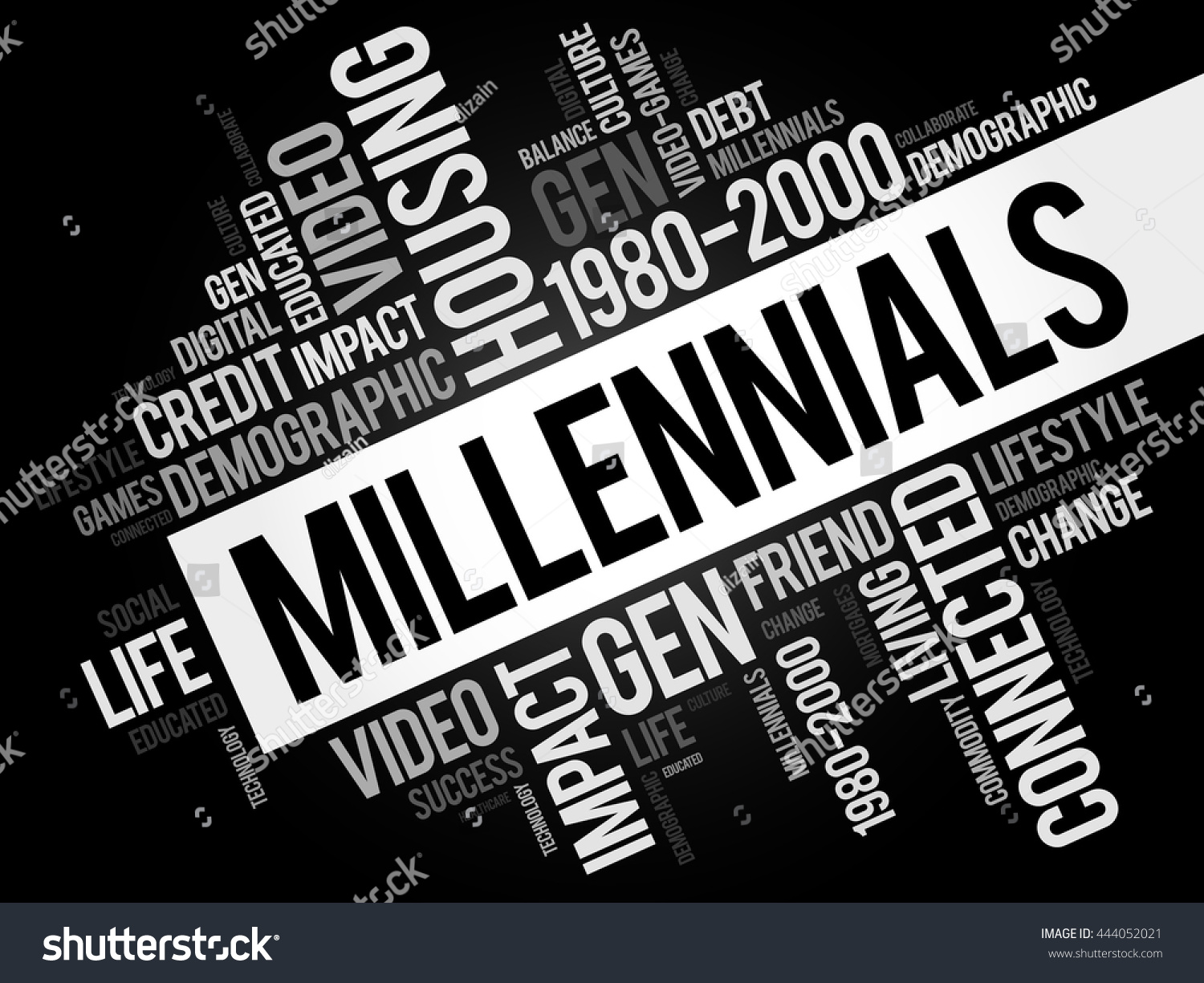Millennials Word Cloud Social Concept Collage: vector de stock (libre ...