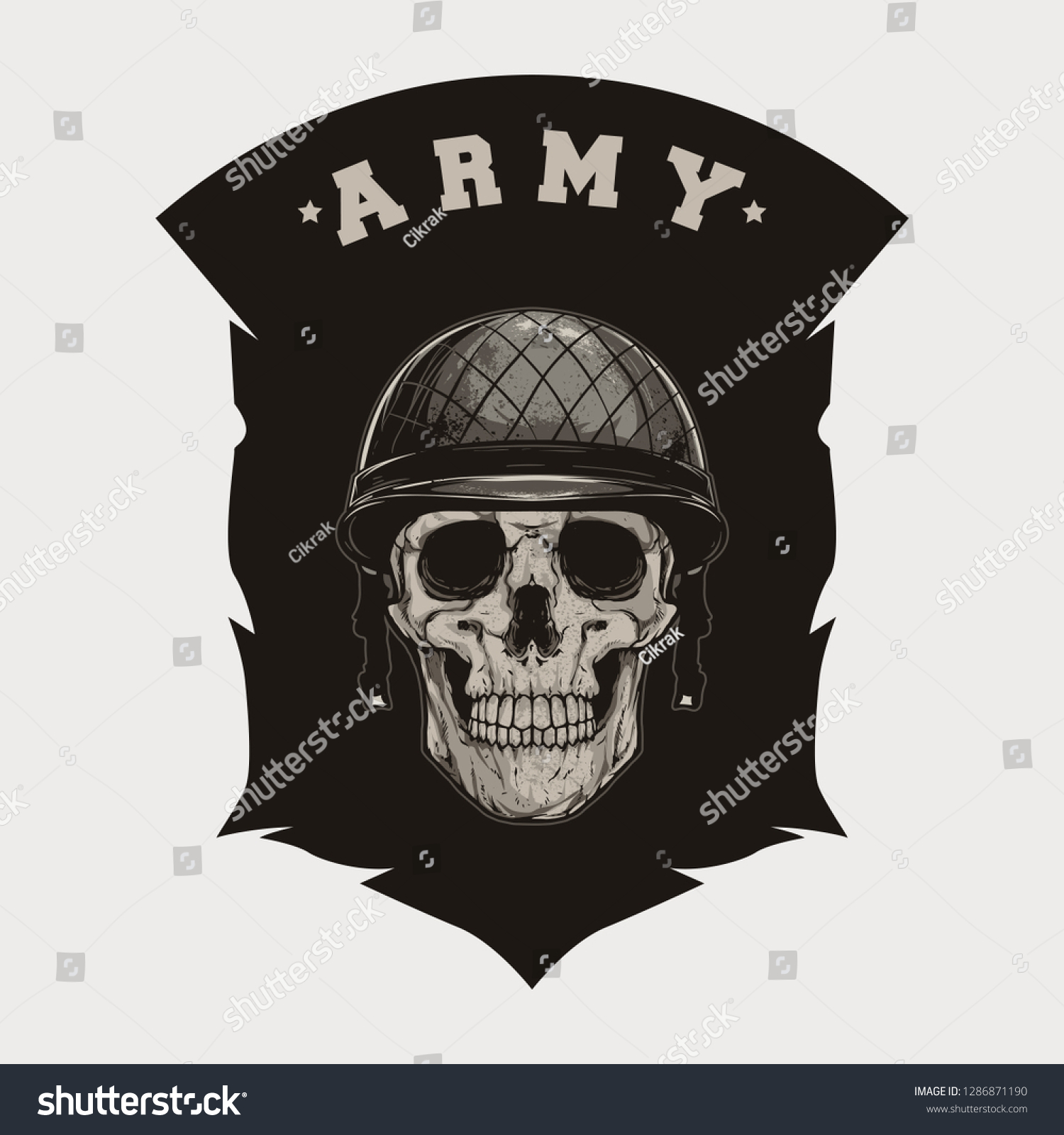 Millitary Army Skull Vector Stock Vector (Royalty Free) 1286871190