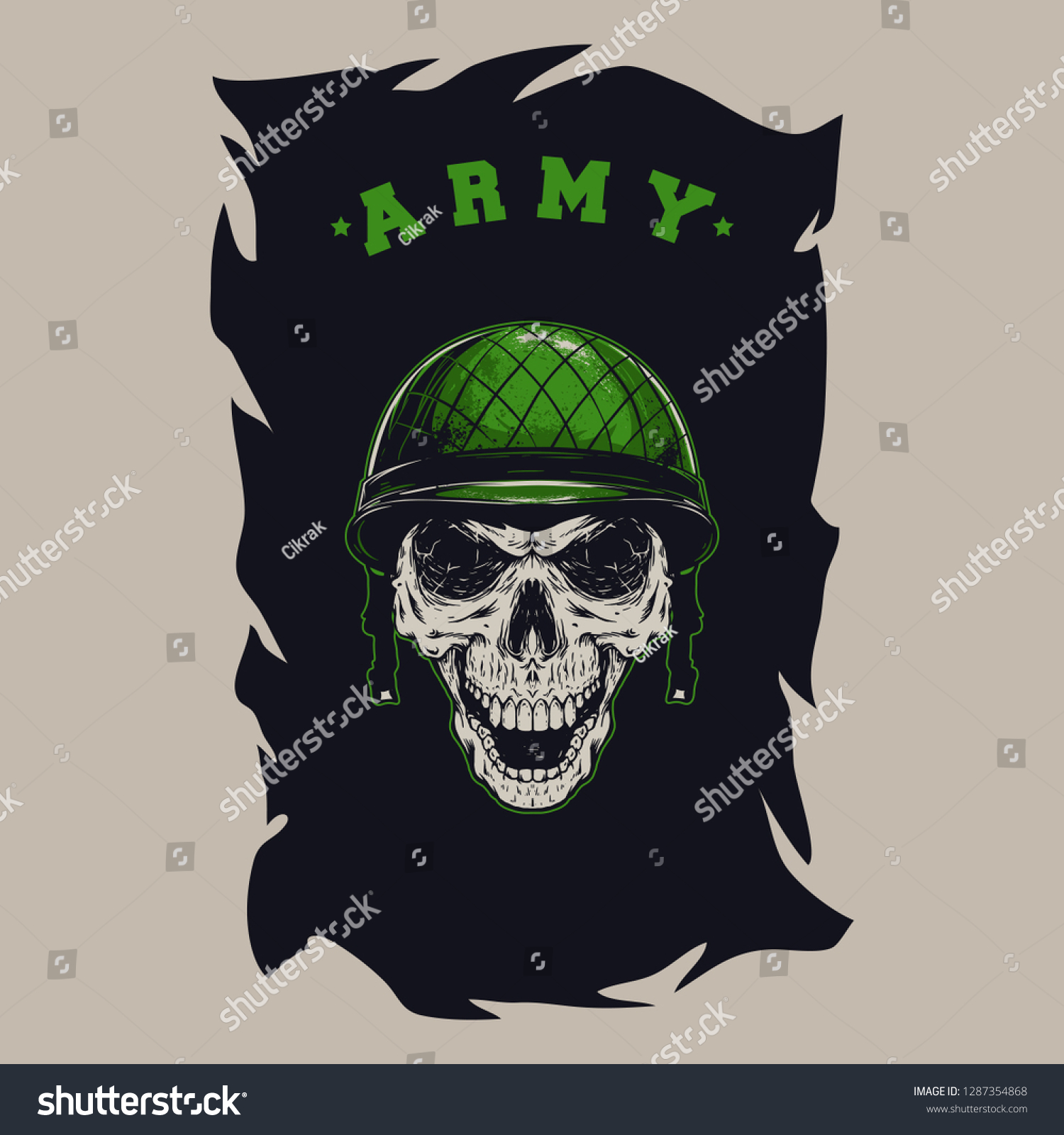 Millitary Skull Army Vector Stock Vector (Royalty Free) 1287354868