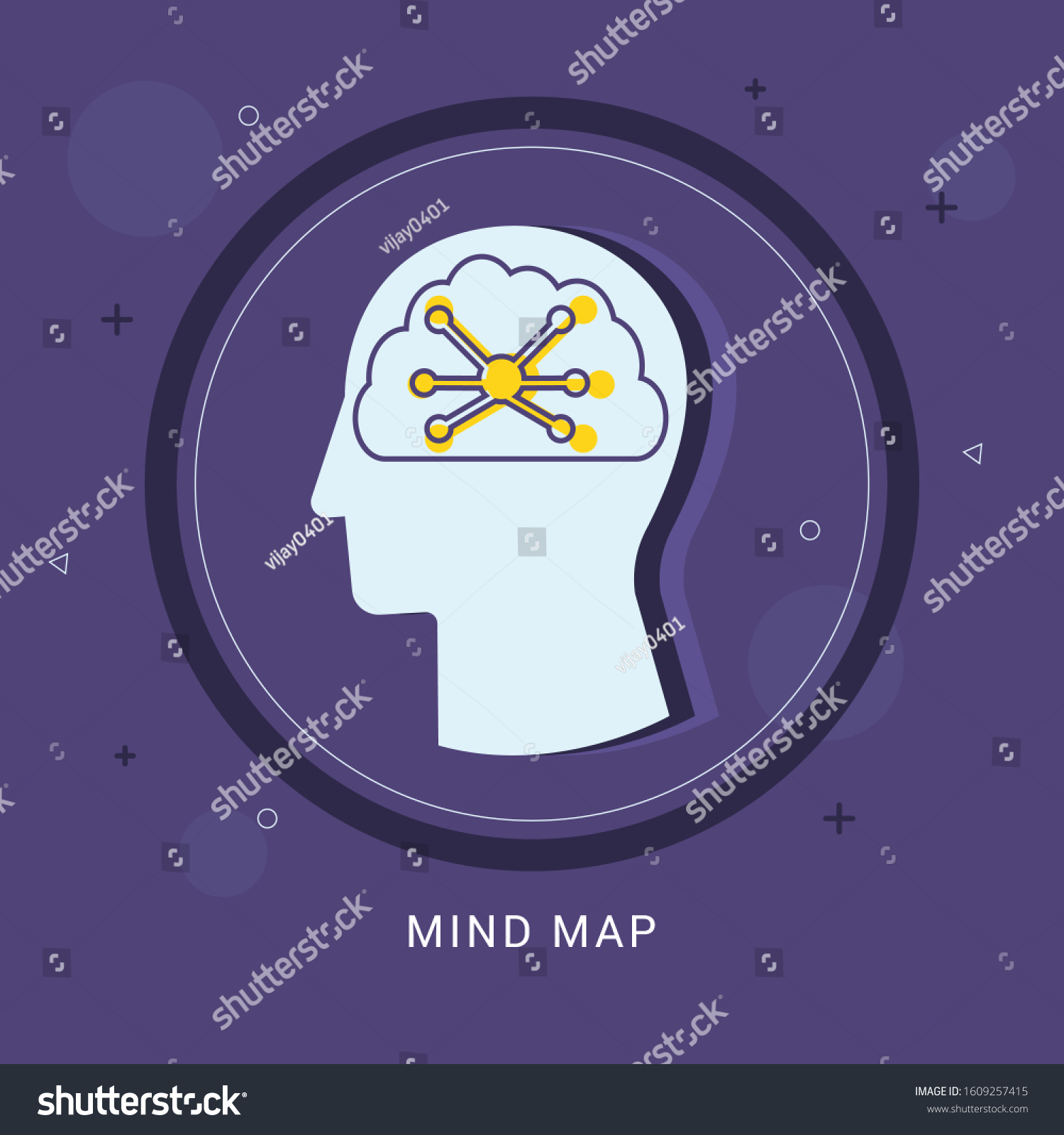 Mind Map Icon Concept Human Head: vector de stock (libre de regalías ...