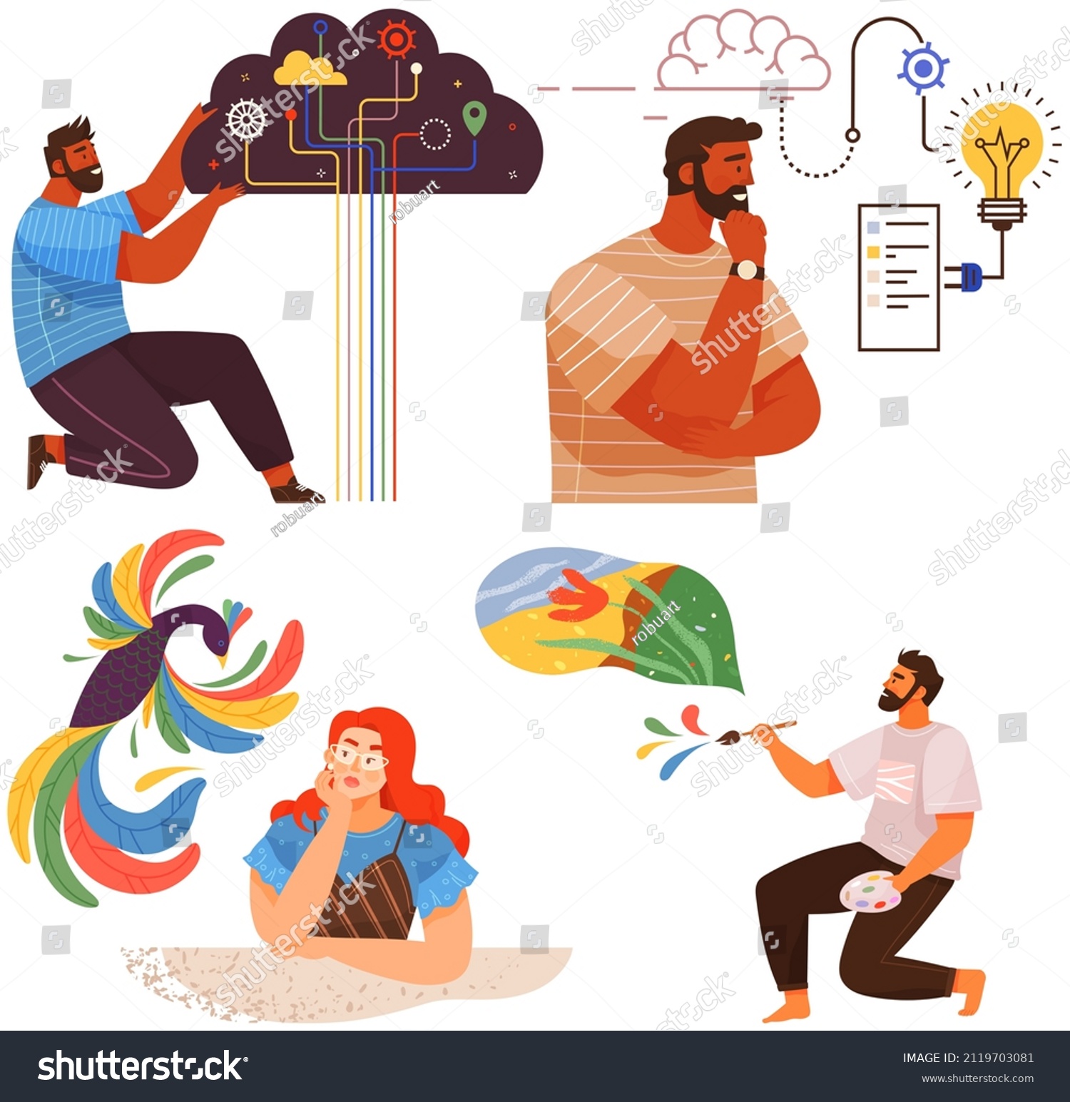 Mindset Types Set Structural Analytical Logical Stock Vector (Royalty ...