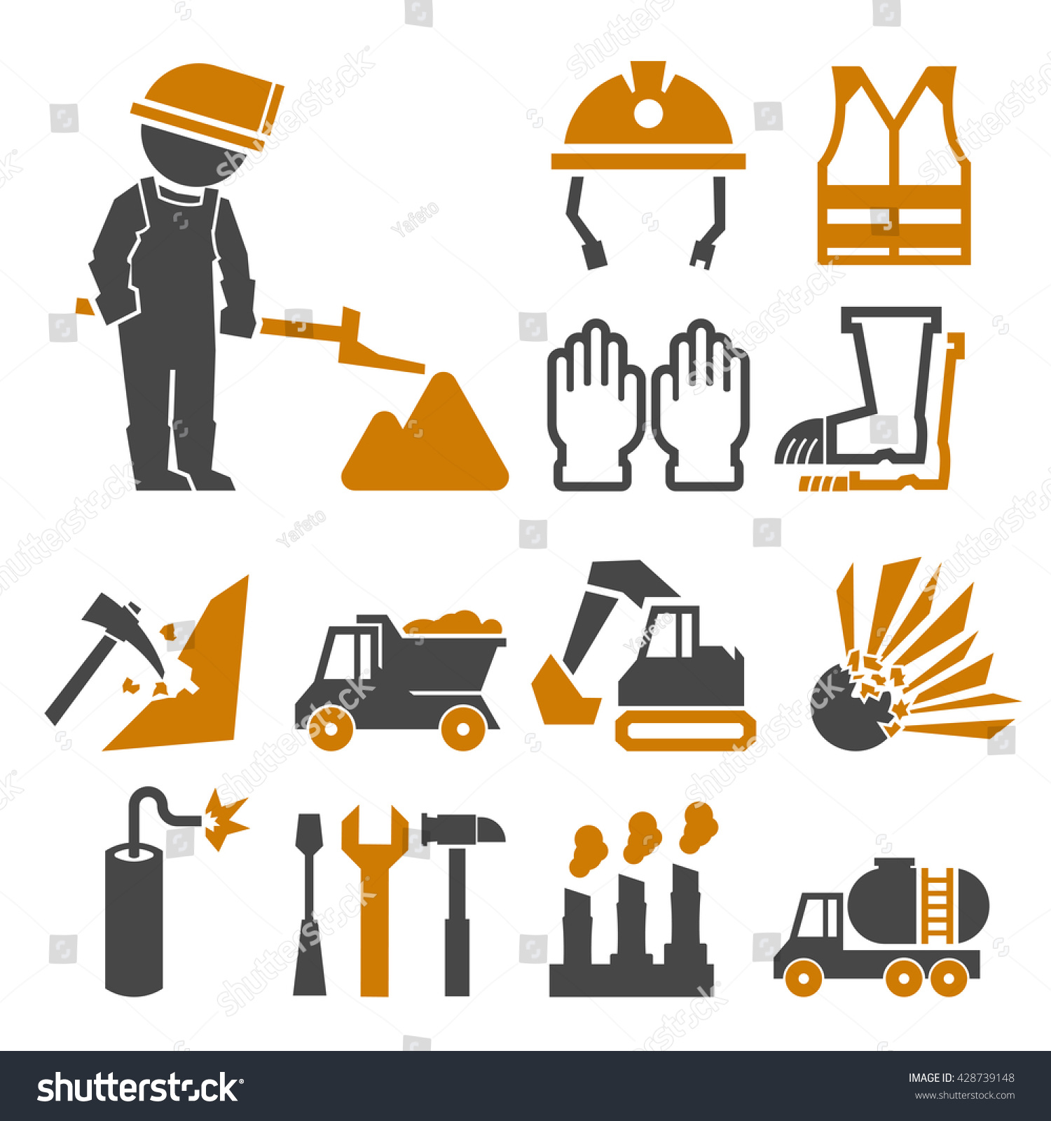 Mine Icon Set Stock Vector (Royalty Free) 428739148