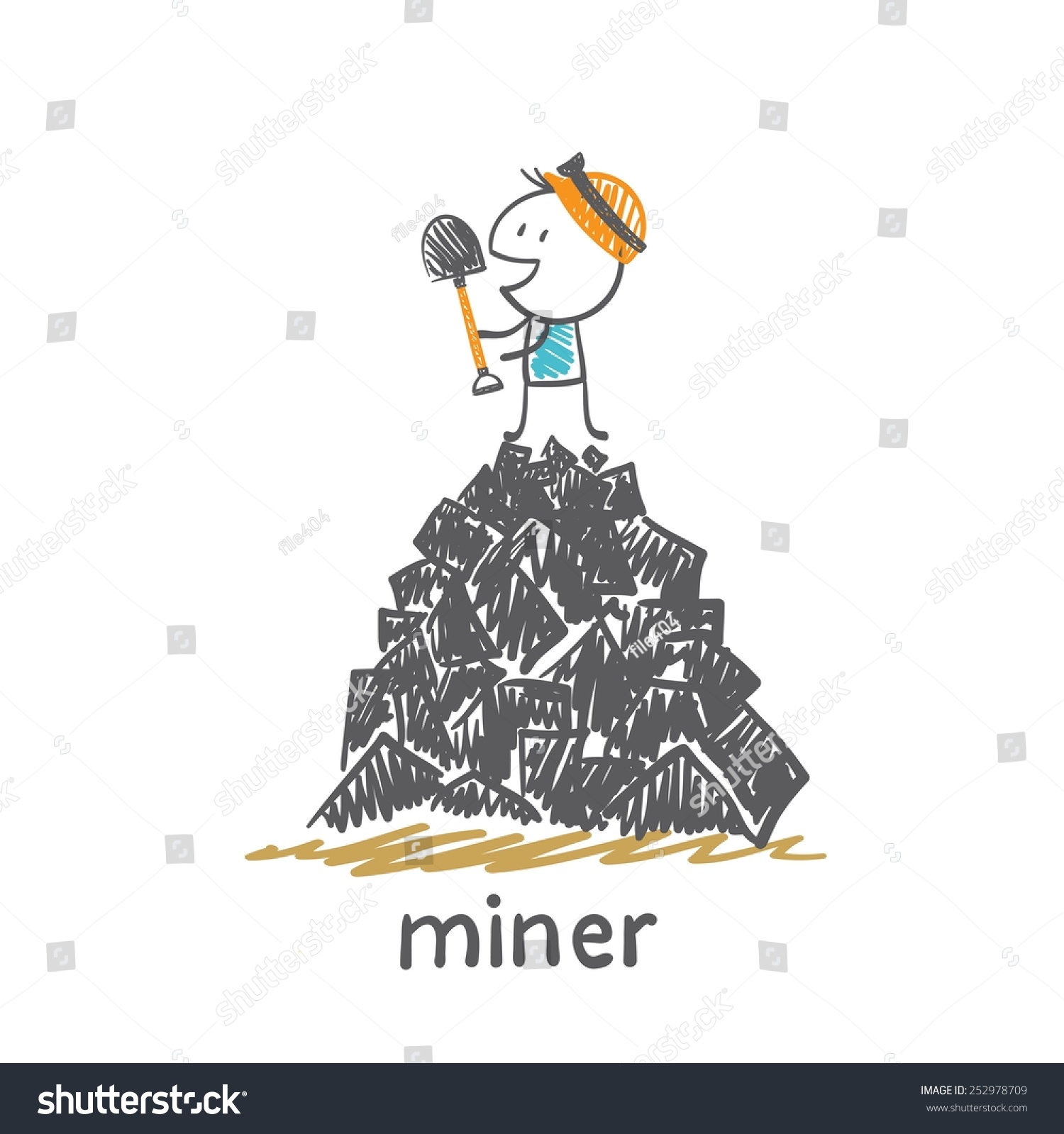 Miner Digging Coal Illustration Stock Vector (Royalty Free) 252978709