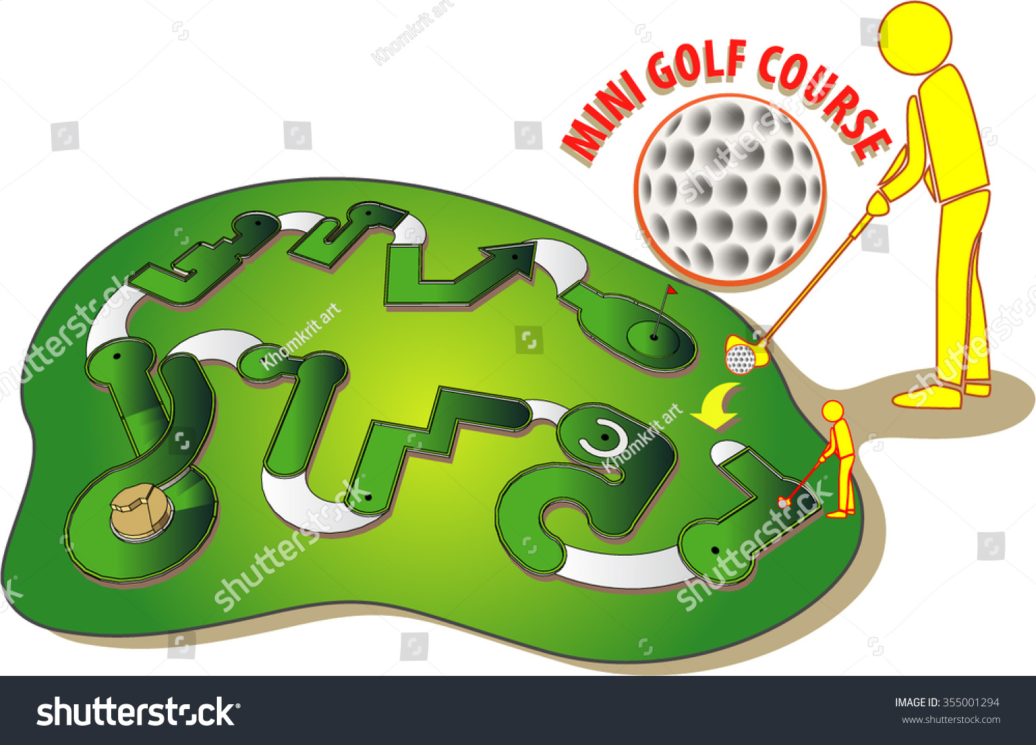 Mini Golf Course Illustration Vector Stock Vector 355001294 - Shutterstock