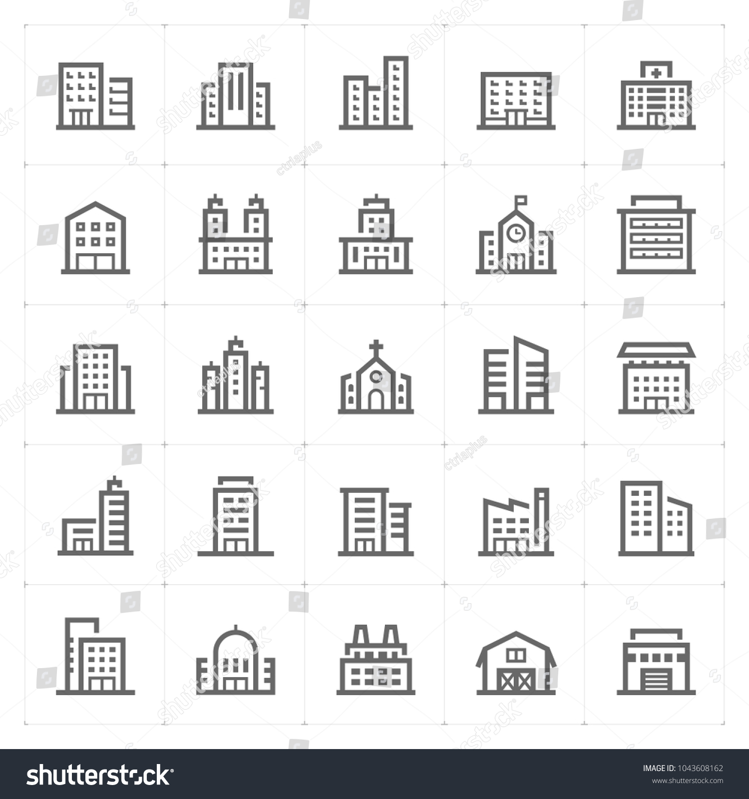Mini Icon Set Building Icon Vector Stock Vector (Royalty Free ...