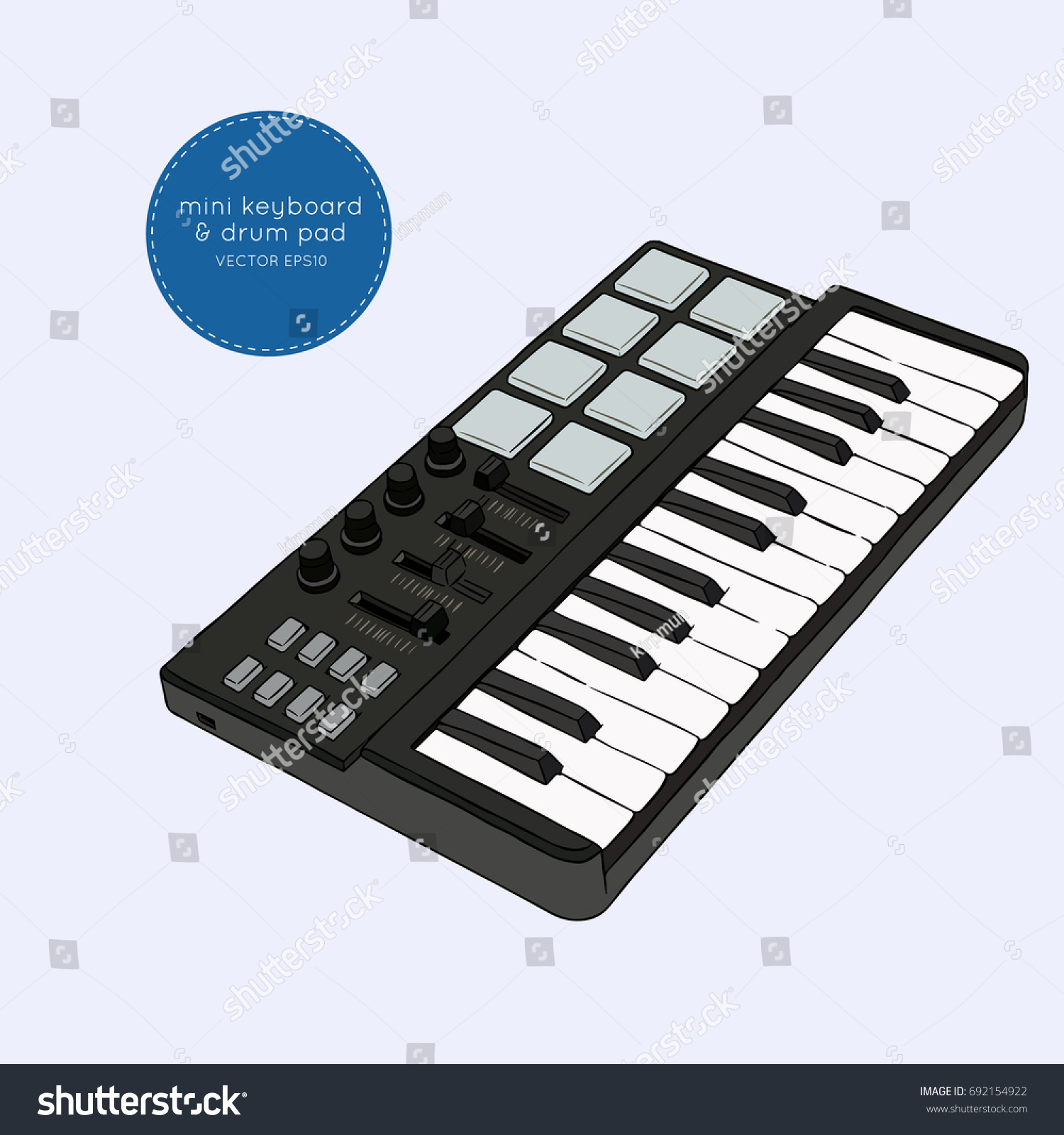 Mini Keyboard Drum Pad Sketch Vector: vector de stock (libre de ...