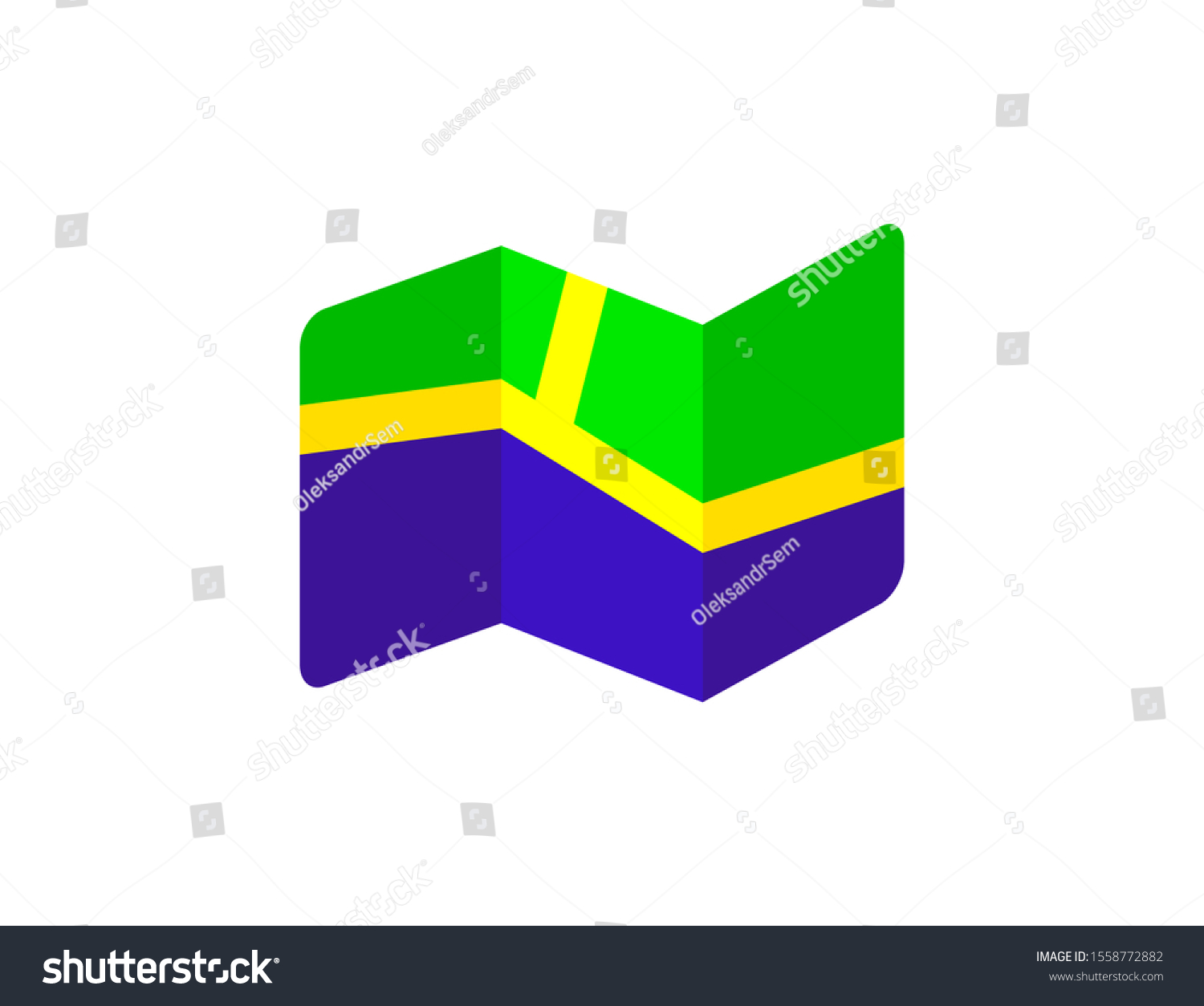 Mini Maps Icon Which Folded Three Stock Vector (Royalty Free) 1558772882