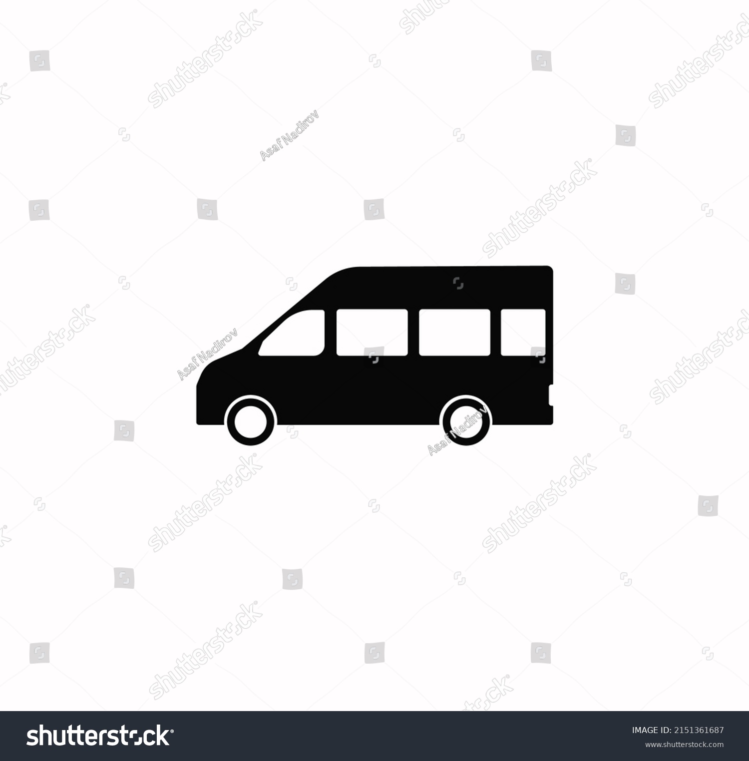 Minibus Icon Vector On White Background Stock Vector (Royalty Free ...