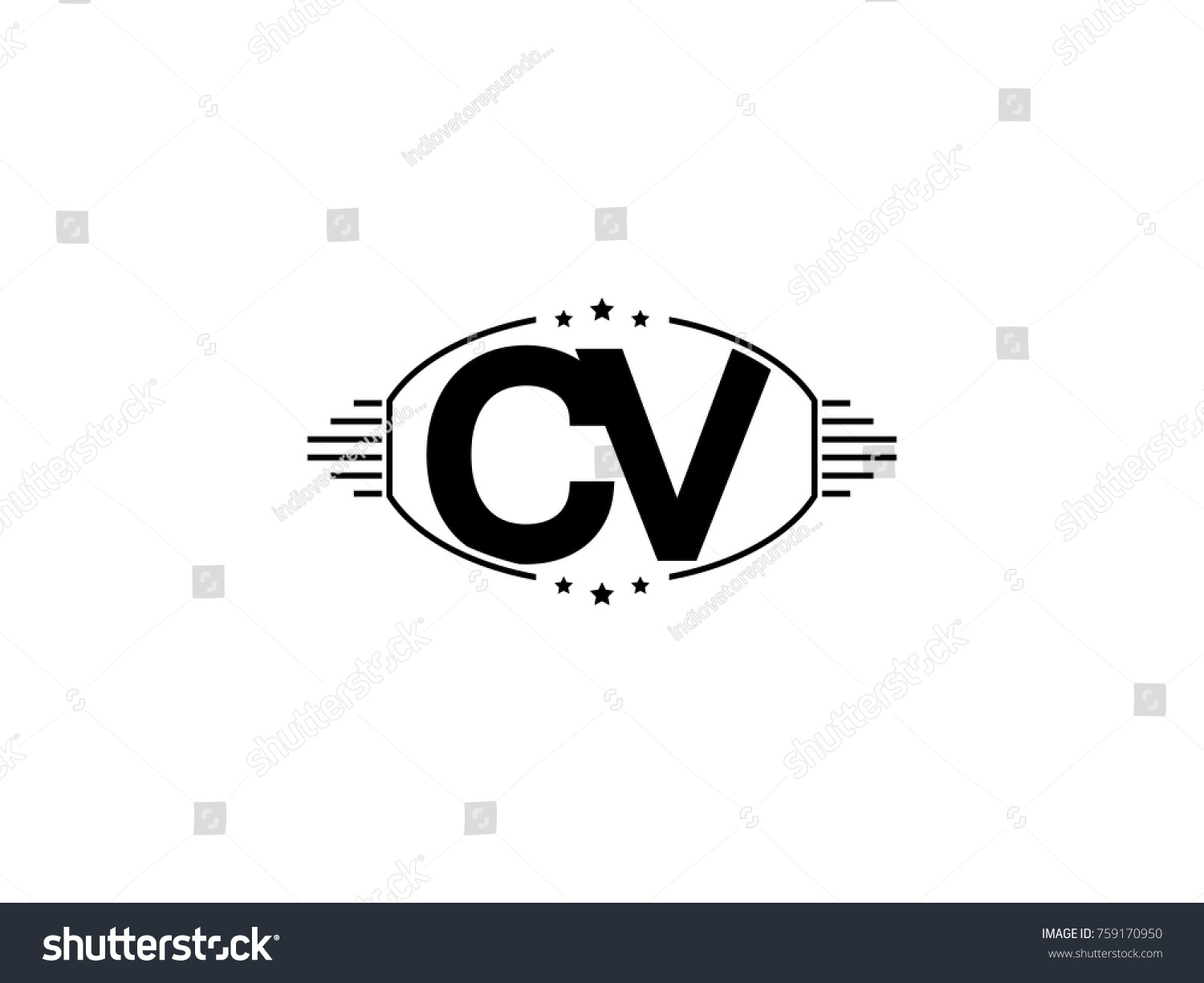Minimal Black Vector Initial Cv Logo Stock Vector (Royalty Free ...
