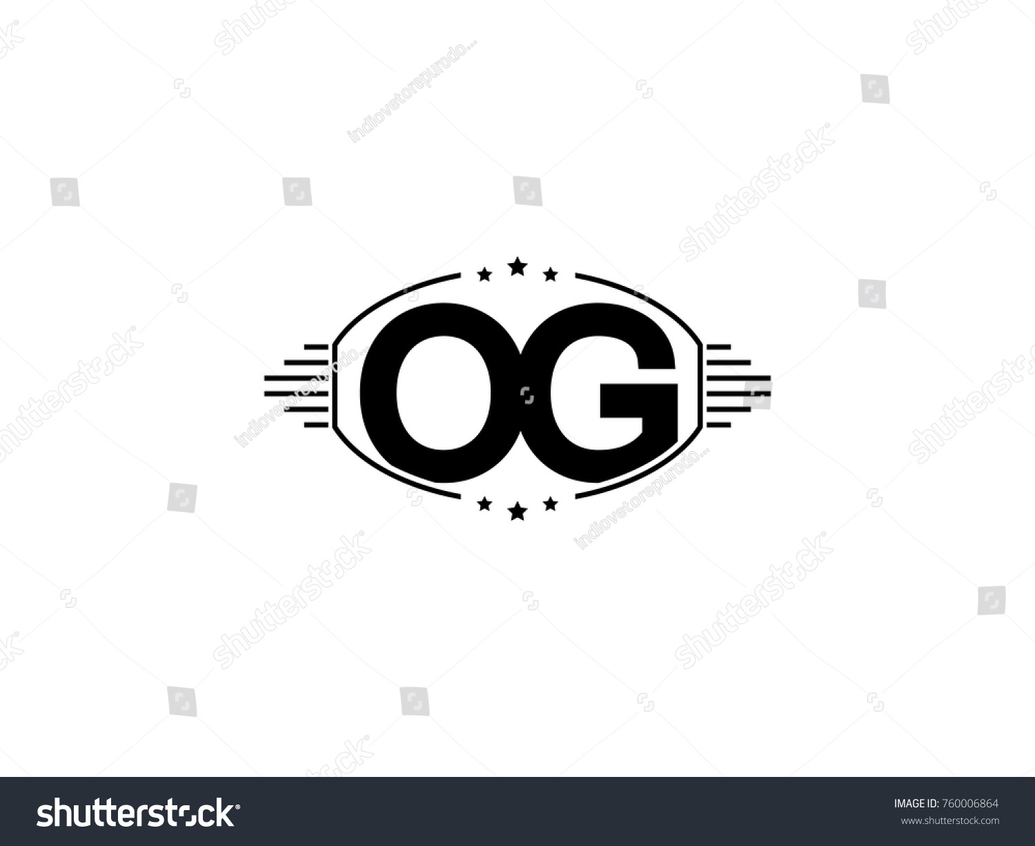 Minimal Black Vector Initial Og Logo Stock Vector (Royalty Free) 760006864