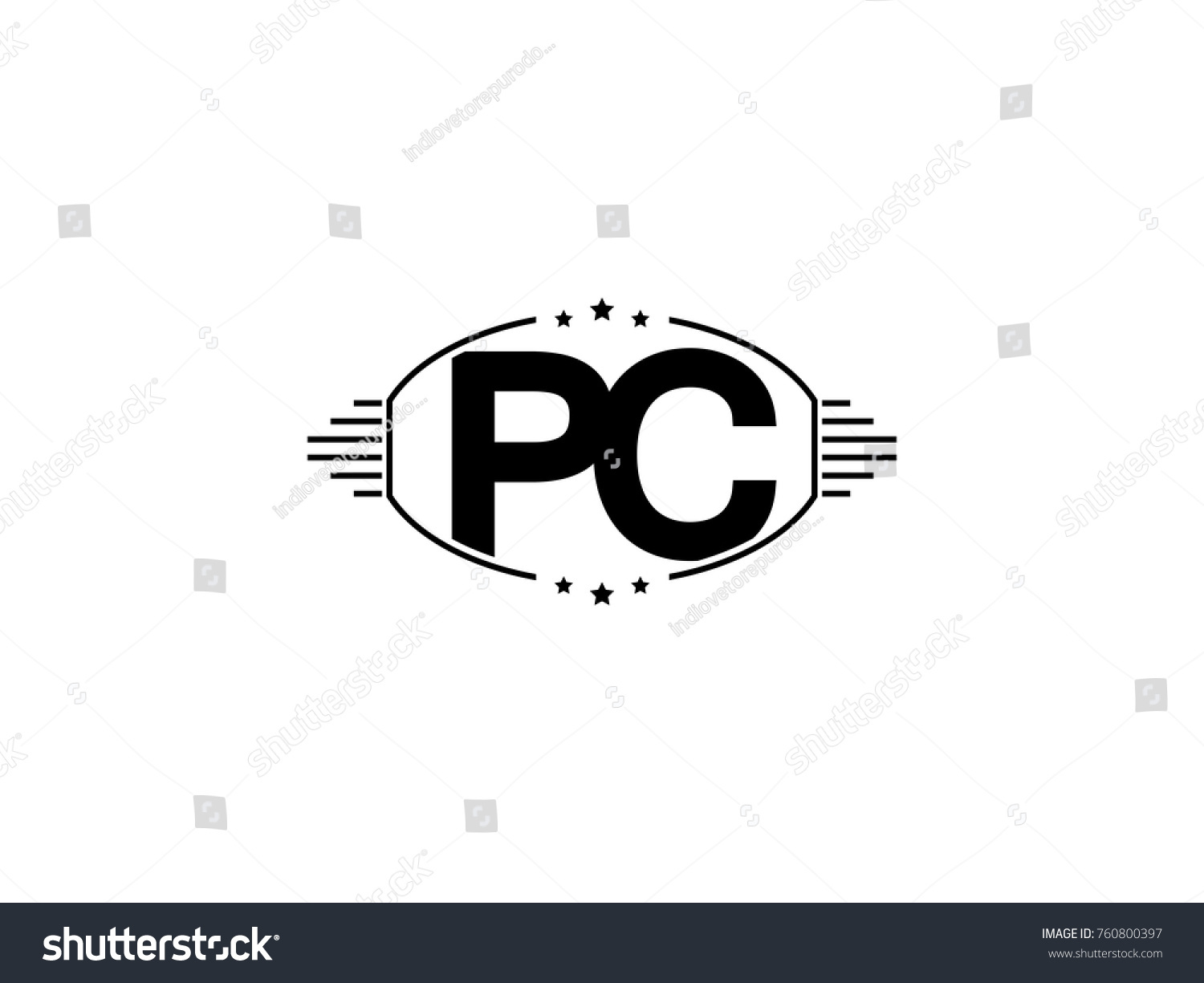 Minimal Black Vector Initial Pc Logo Stock Vector (Royalty Free ...
