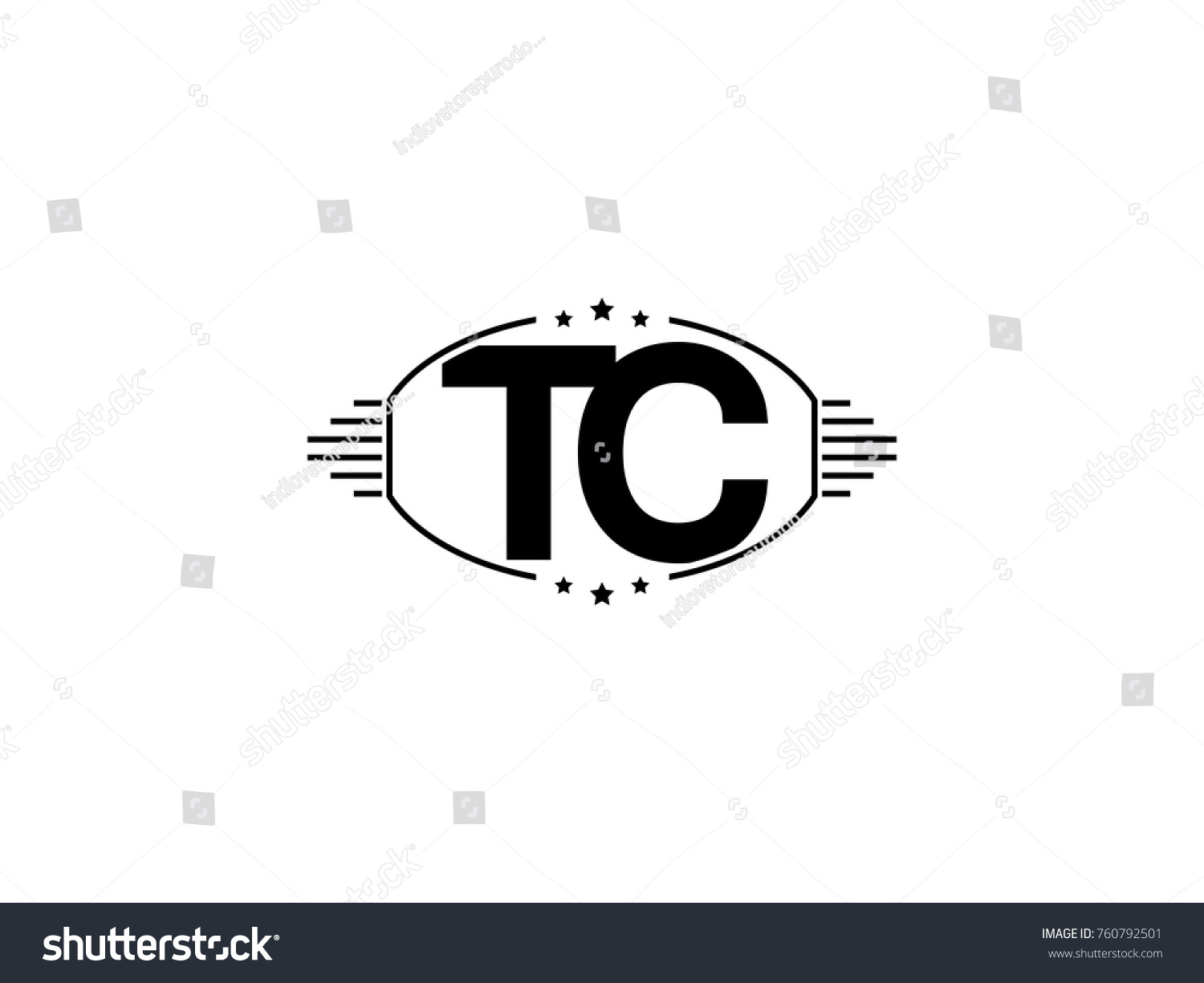Minimal Black Vector Initial Tc Logo Stock Vector (Royalty Free) 760792501