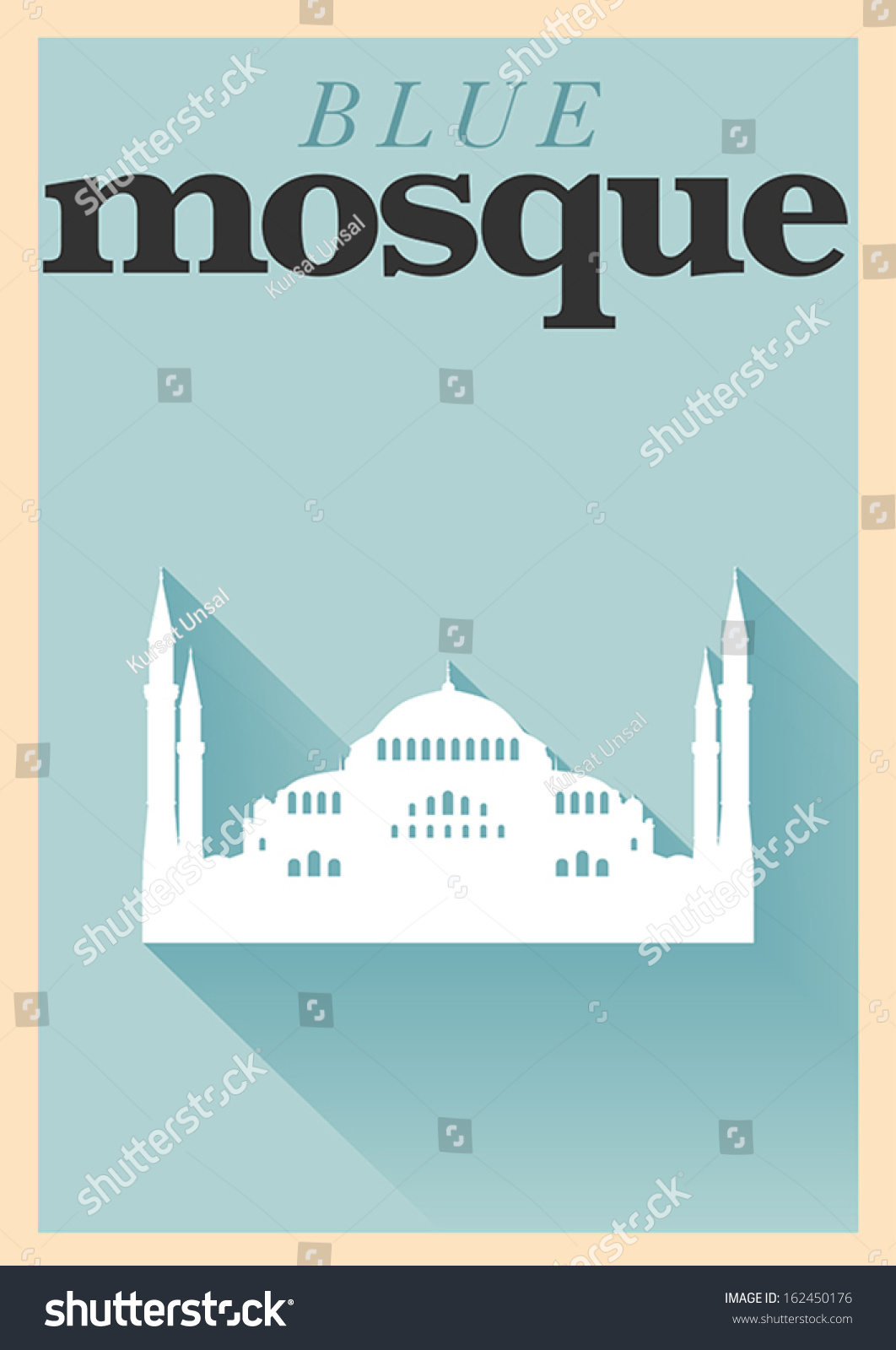 Minimal Blue Mosque Poster Design Stock Vector Illustration 162450176 ...