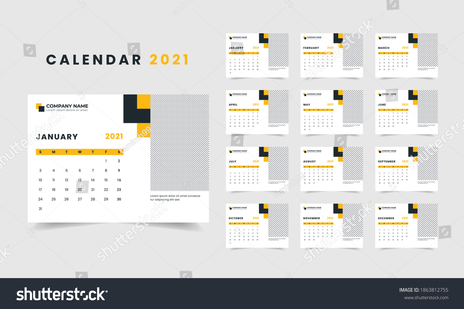 Minimal Calendar Design Vector Template Stock Vector (Royalty Free ...