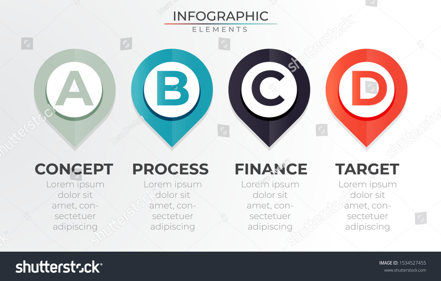 Minimal Infographics Timeline 4 Colorful Pin Stock Vector (Royalty Free ...