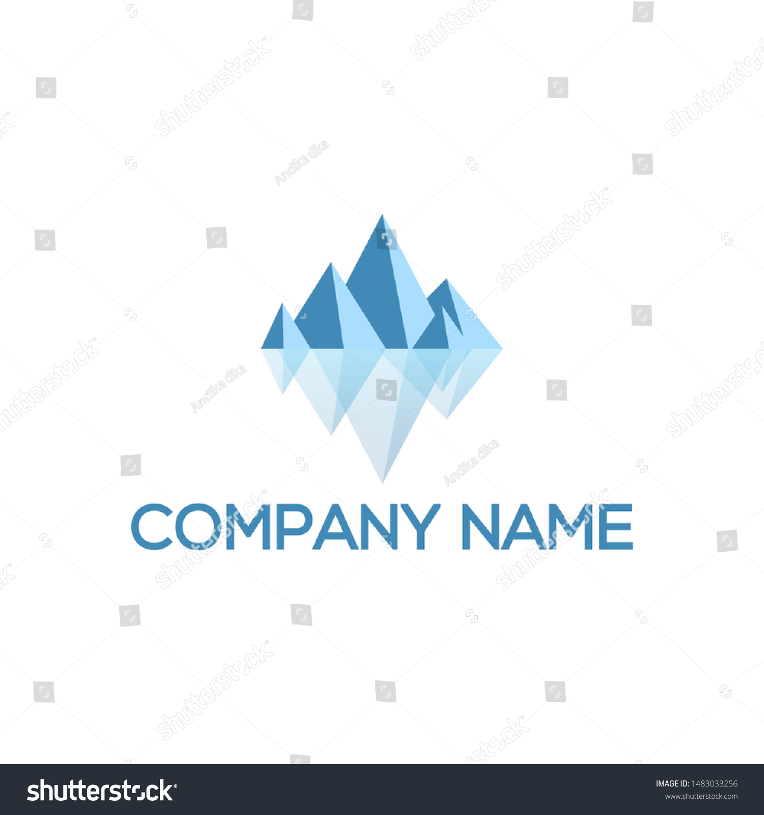 Minimal Simple Blue Mountain Logo Design Stock Vector (Royalty Free ...