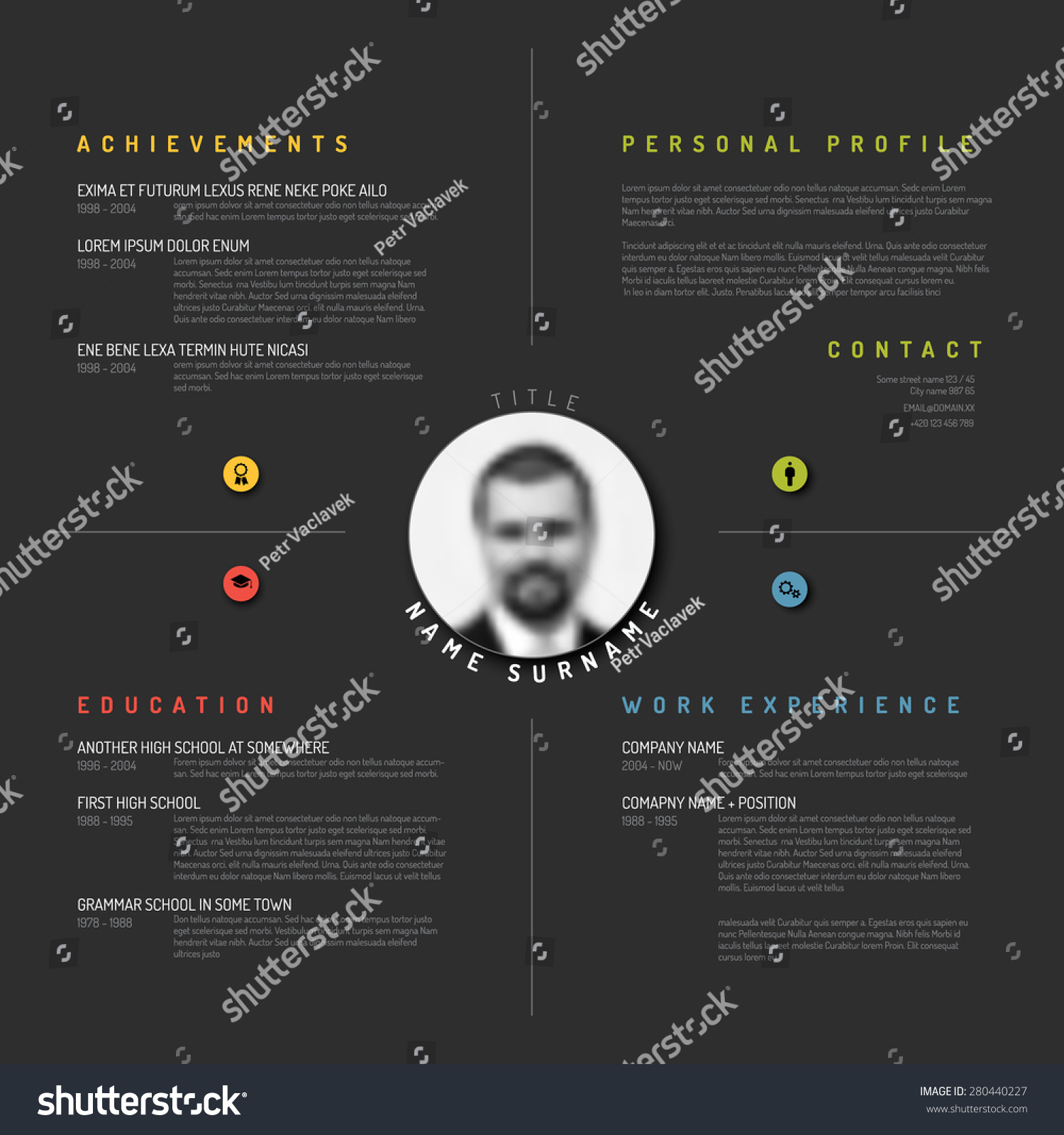 Minimalist Cv Template Simple Elements Dark Stock Vector (Royalty Free ...