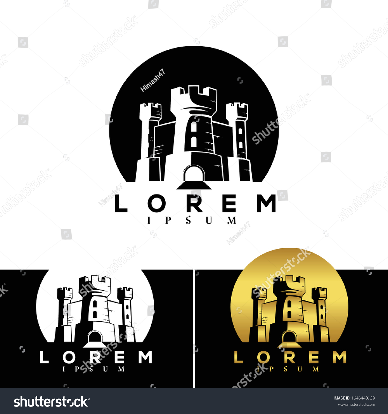 Minimalist Fort Logo Vector Template Stock Vector (Royalty Free) 1646440939