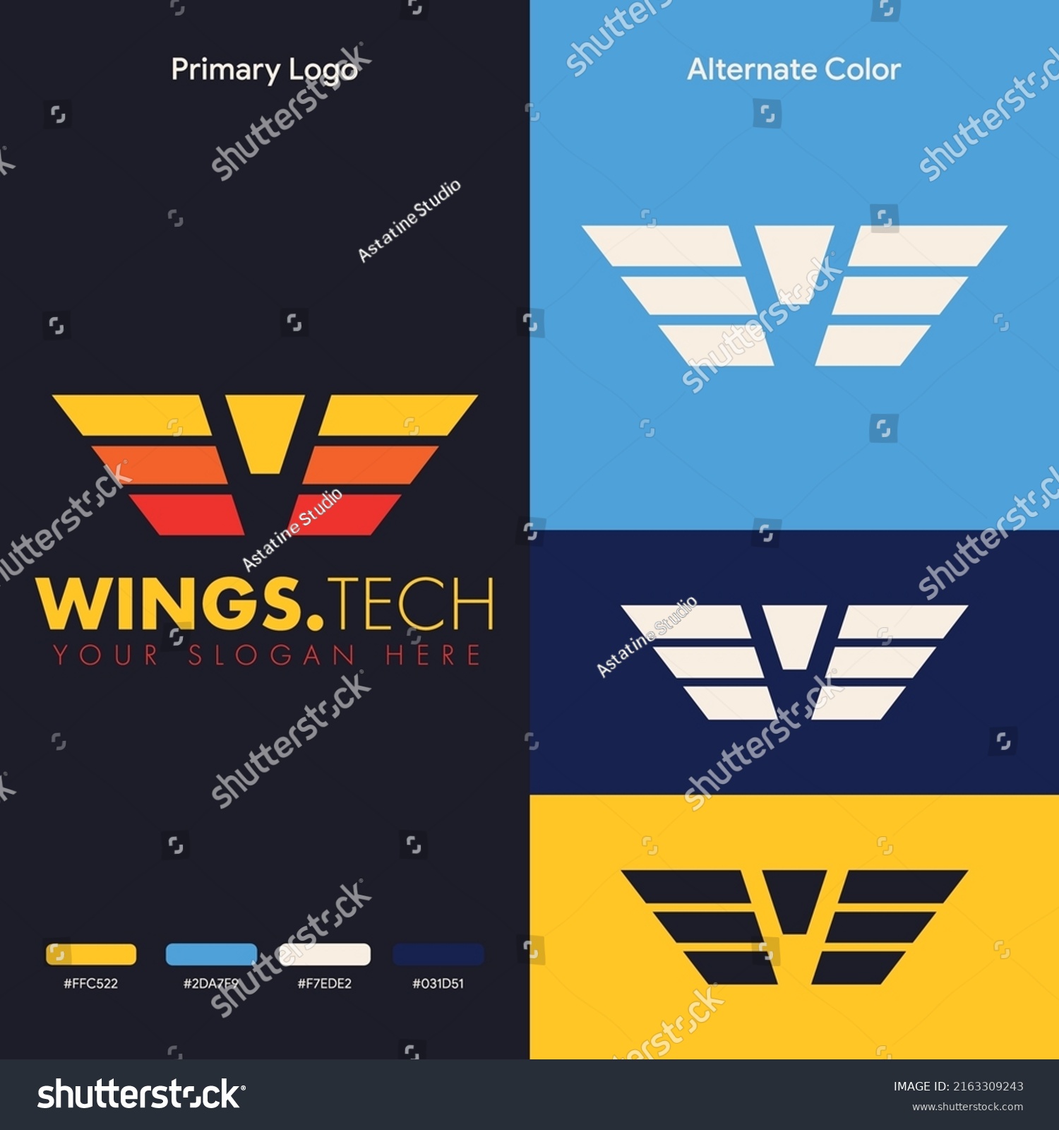 Minimalist Simple Wing Logo Concept Stock Vector (Royalty Free ...