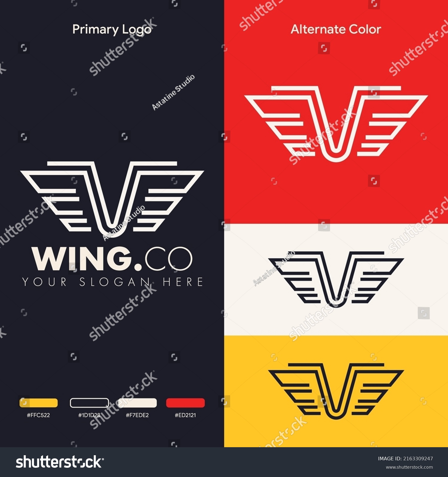 Minimalist Simple Wing Logo Concept Stock Vector (Royalty Free ...
